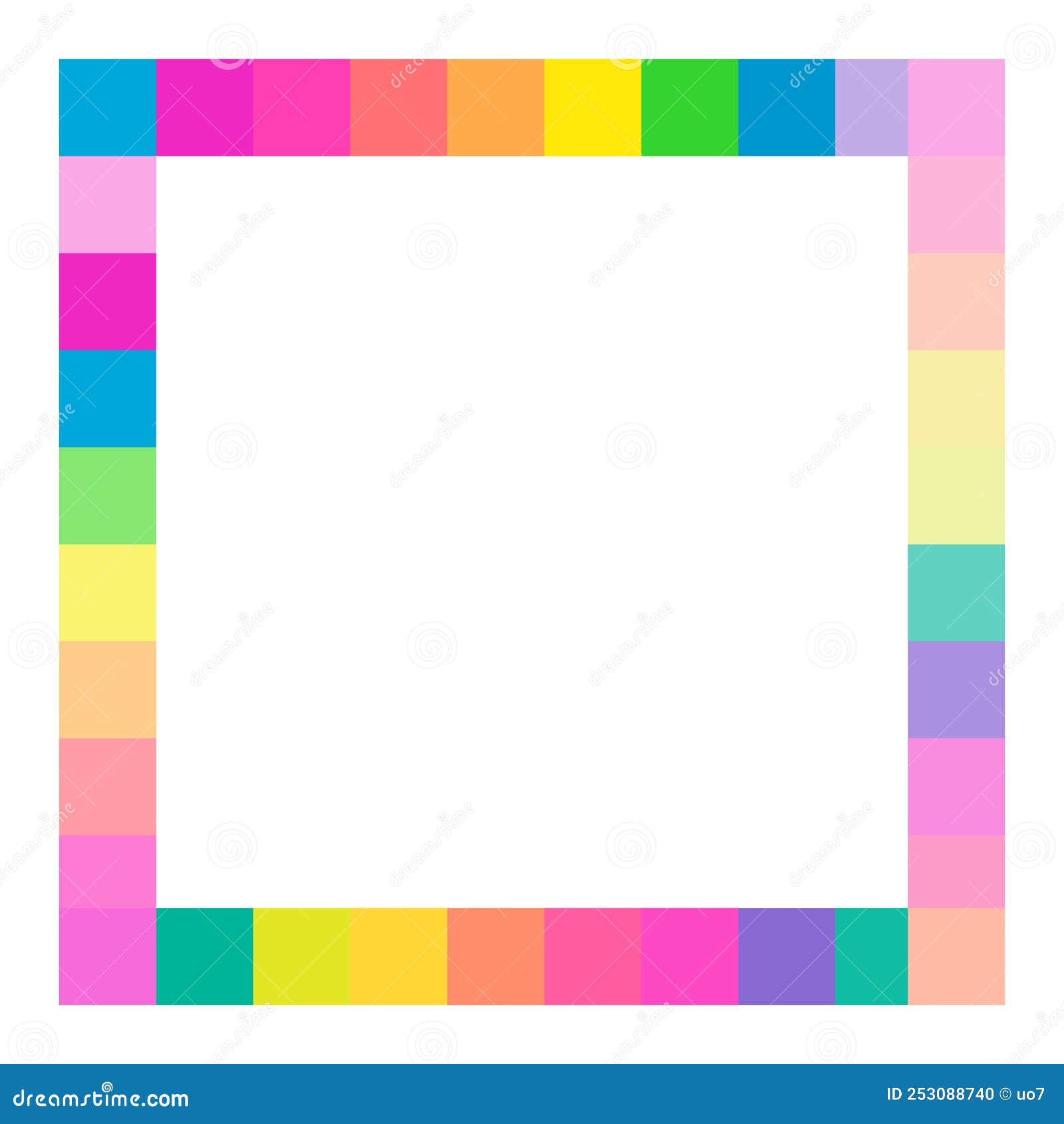 Colorful Frame Vector. Decorative Rainbow Color Border Frame. Isolated ...