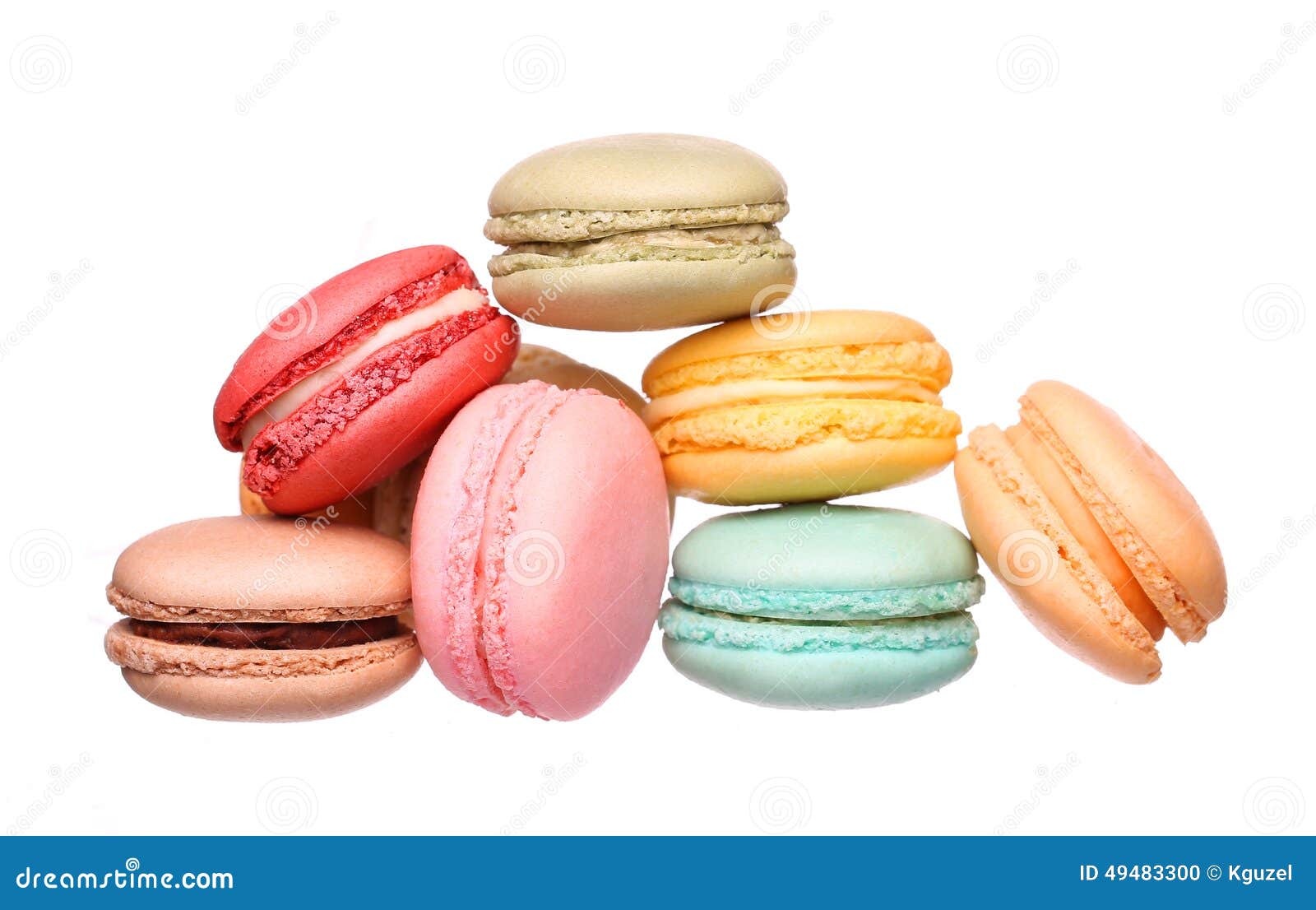 Colorful French Macarons Isolated Stock Photo - Image of blue ...