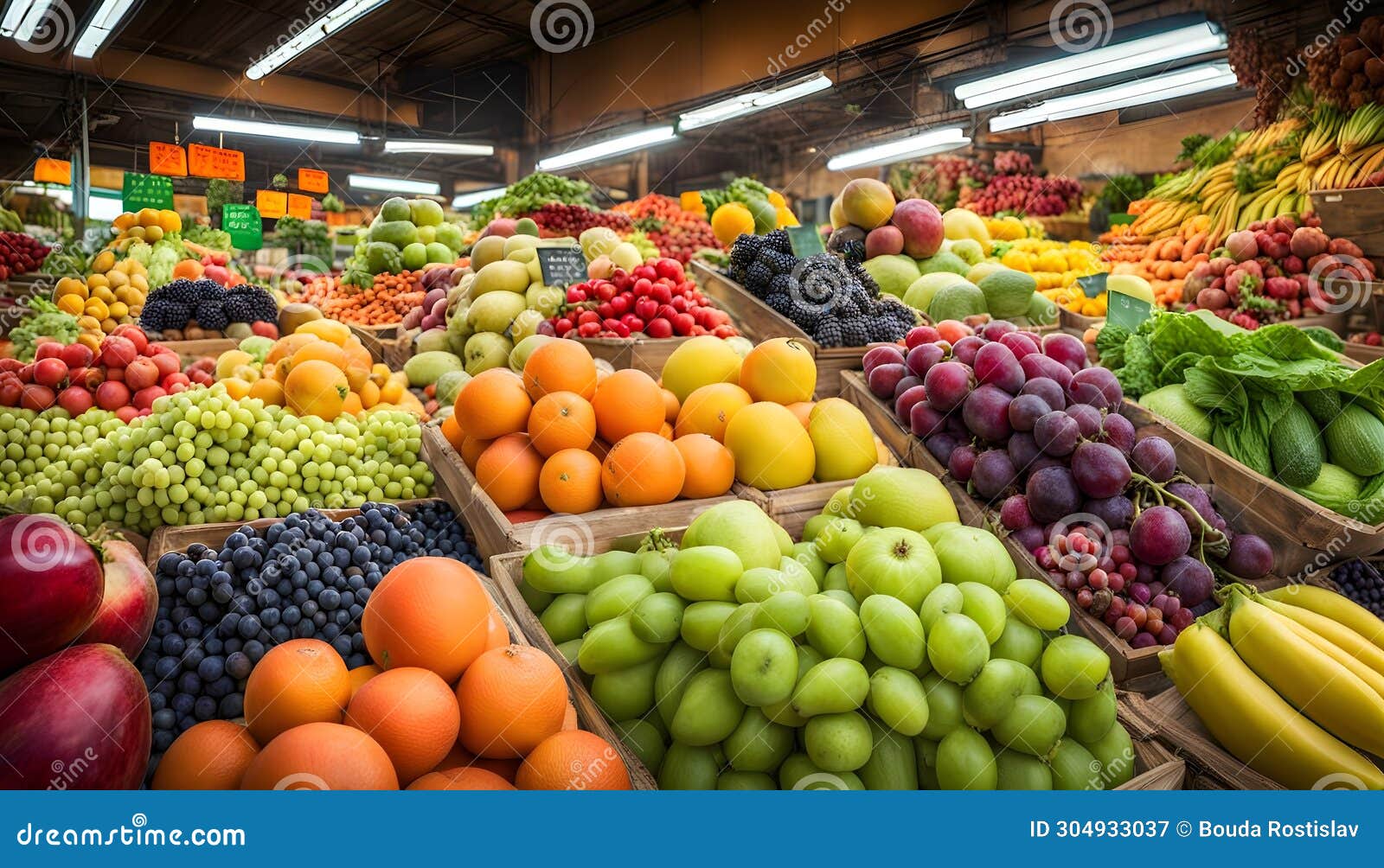 Colorful Fresh Fruit and Vegetable Display at Market Stock Image ...