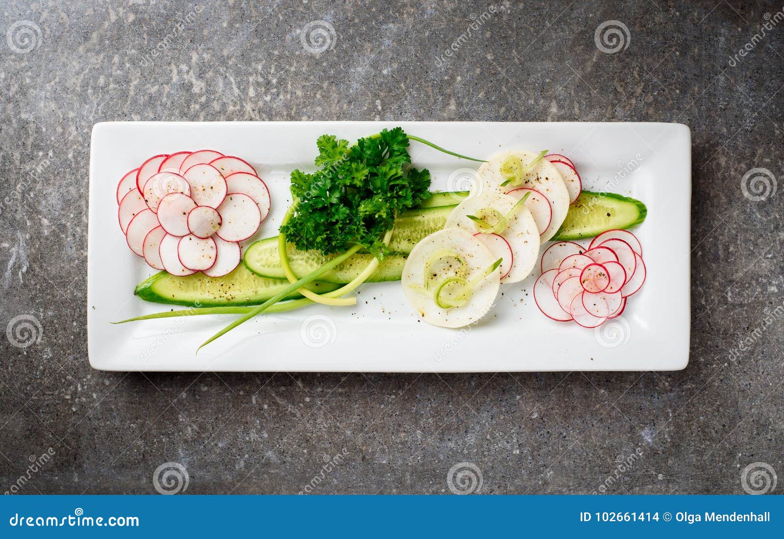 Colorful Fresh Organic Veggie Salad on a Rectangular Platter. Stock ...