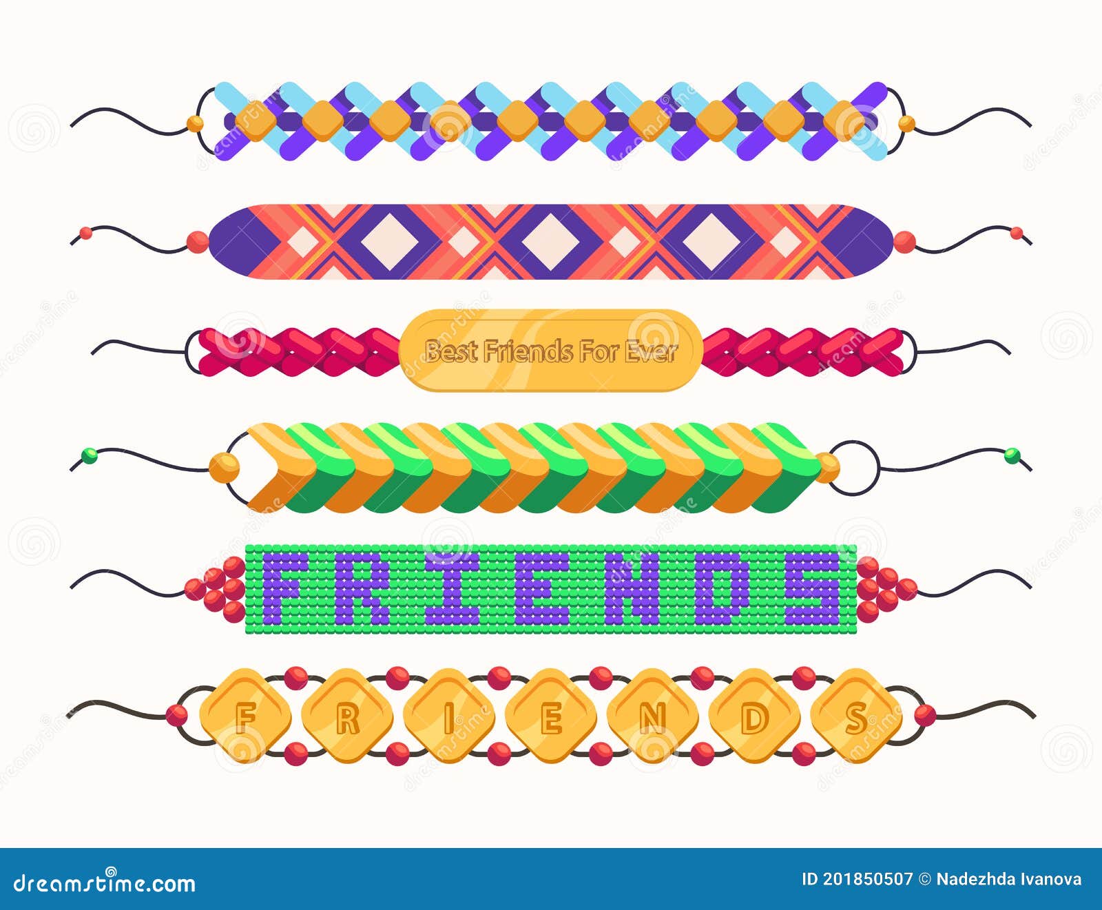 Colorful Friendship Band Collection Illustration Vector Stock ...