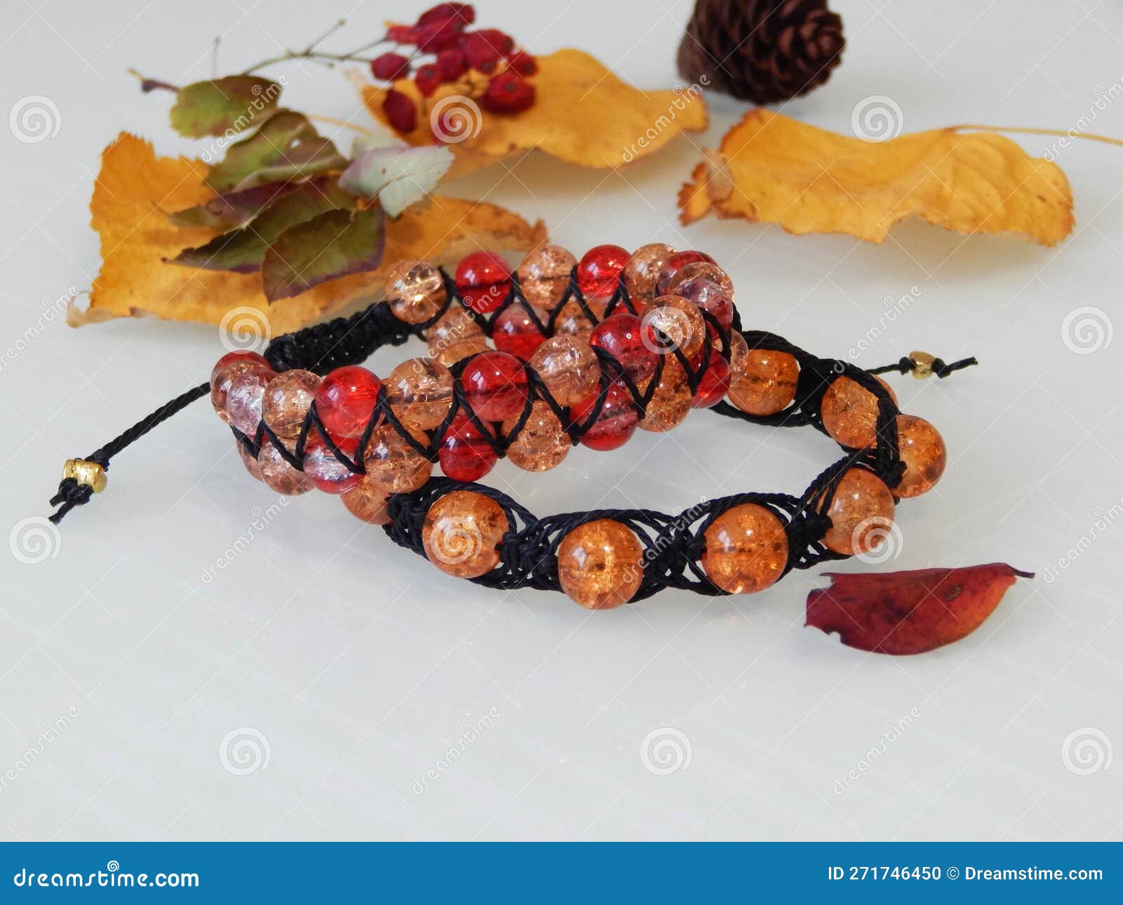 Colorful Friendship Bracelets and Leafs Stock Photo - Image of ...