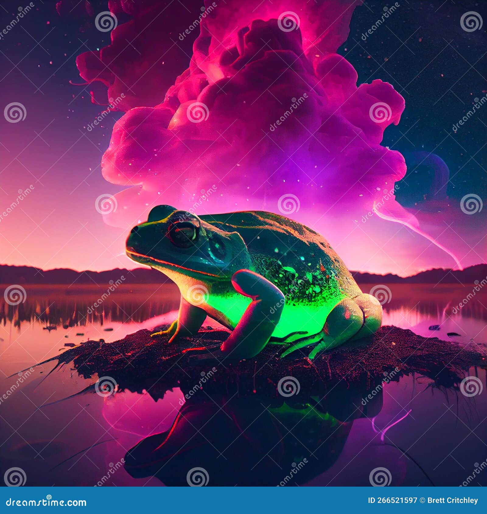 Colorful Frog On A Lily Pad Stock Illustration Illustration Of Colorful Screenshot 266521597