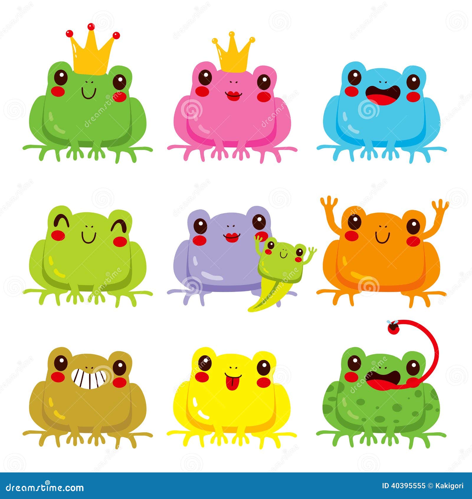 Colorful Frogs Collection stock vector. Illustration of family - 40395555