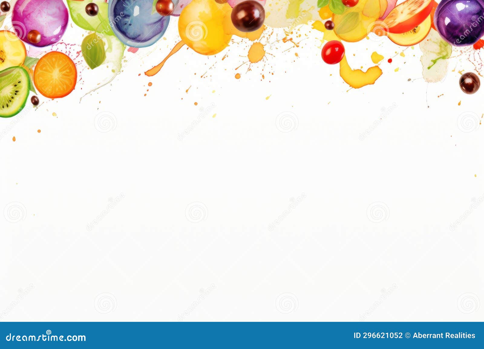 A Colorful Fruit Background with a Splash of Watercolor Paint Stock ...