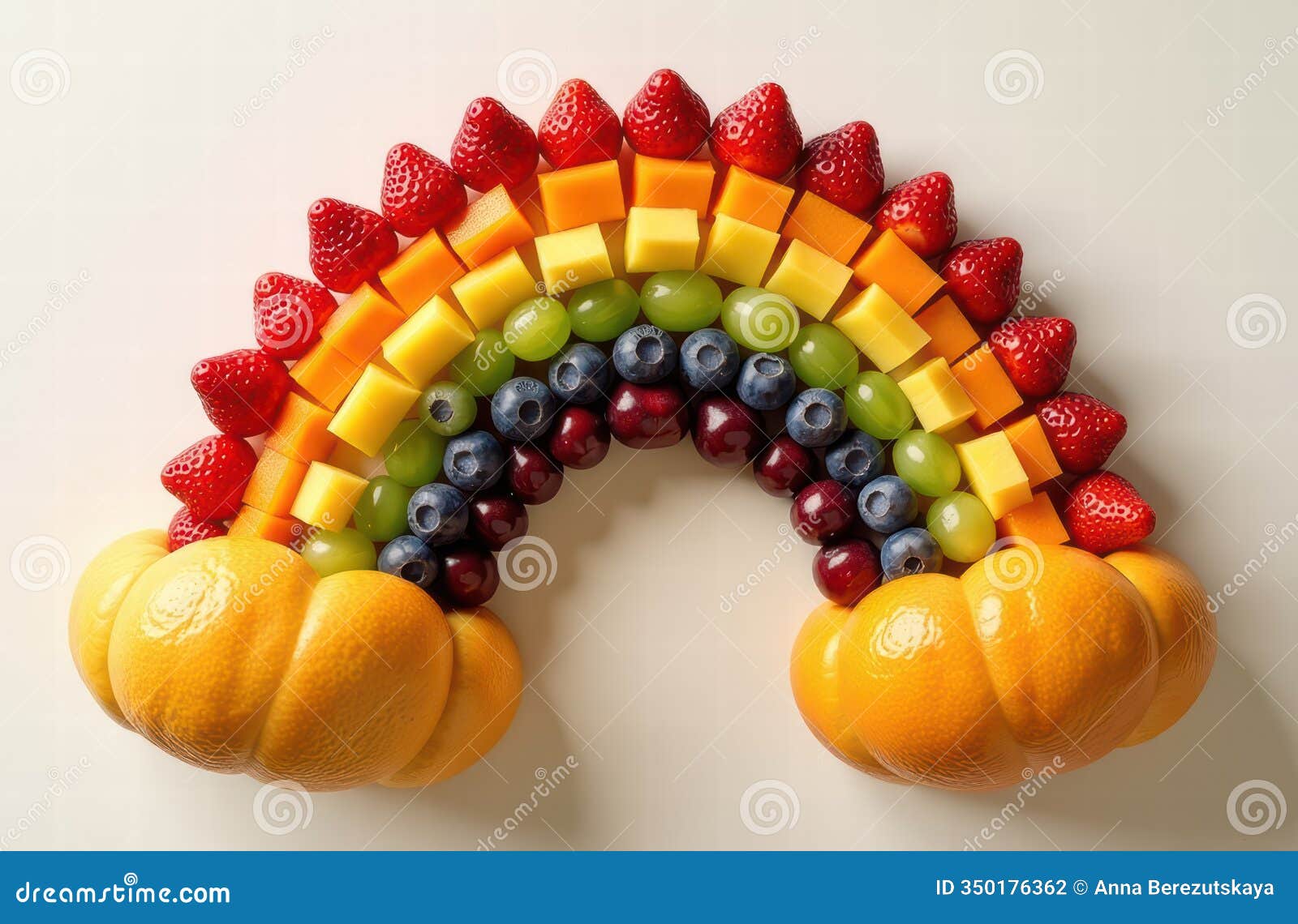 Colorful Fruit and Cheese Rainbow Arrangement for Buffet or Party Decor ...