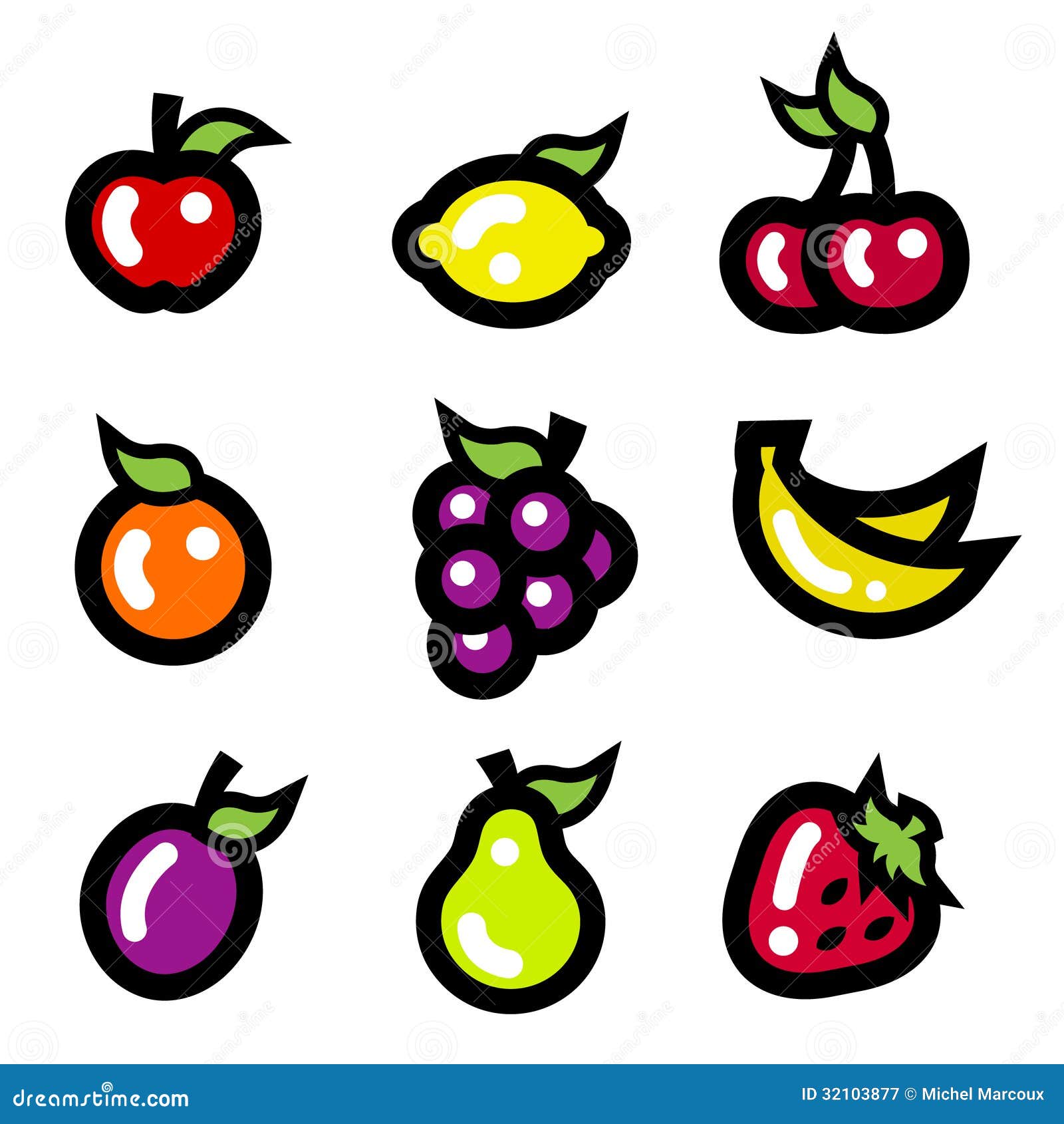 Colorful Fruit Icons stock vector. Illustration of casino - 32103877