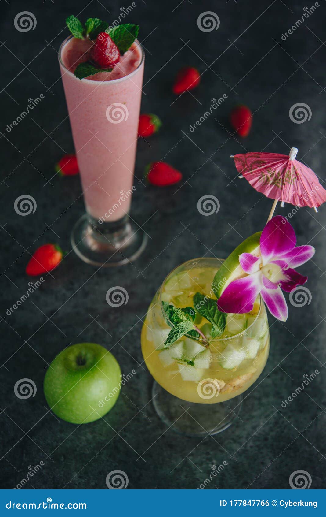 Colorful Fruit Juice Strawberry Juice and Apple Juice Stock Photo ...