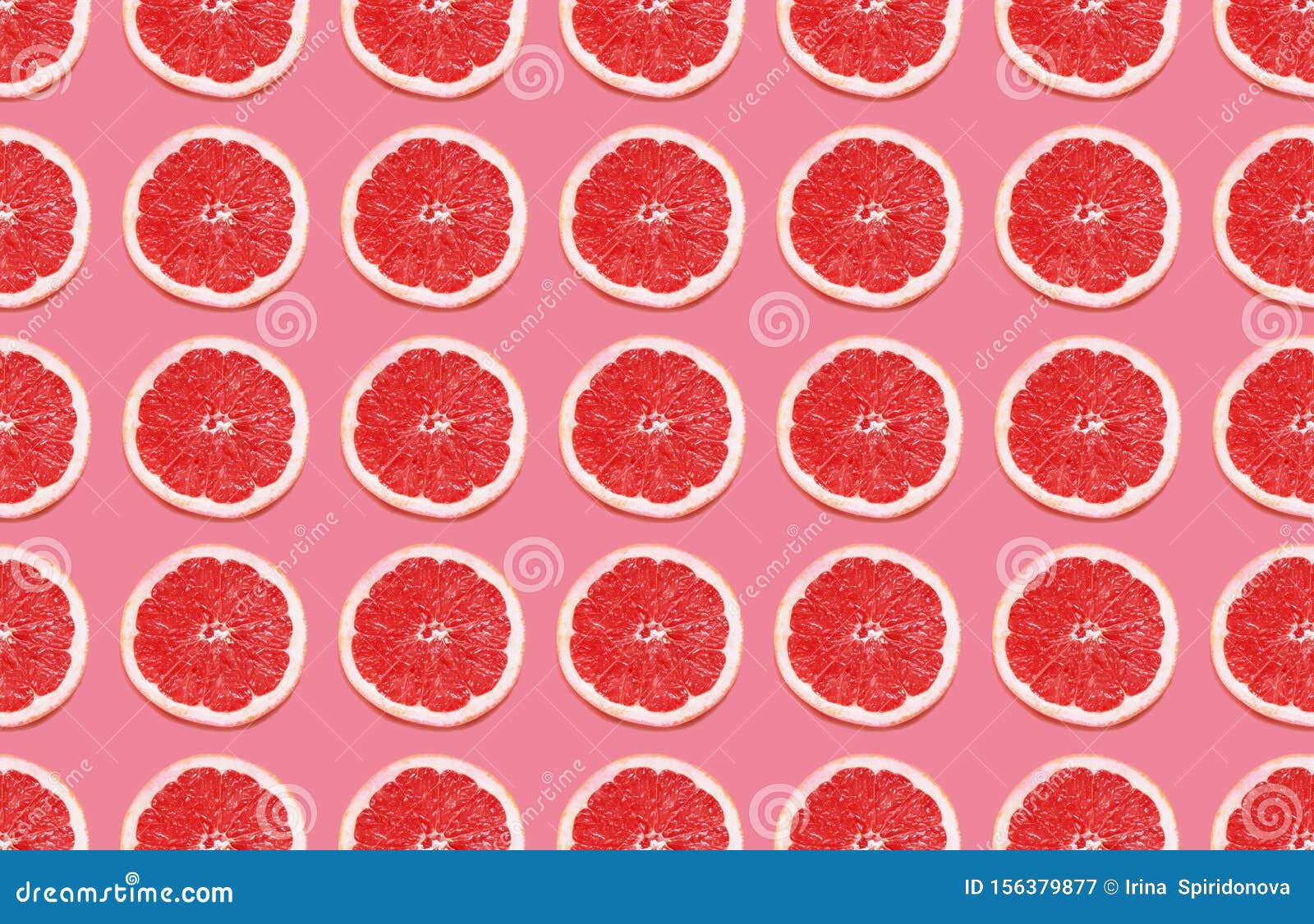 Colorful Fruit Pattern of Grapefruit Slices on Pink Background. Stock ...