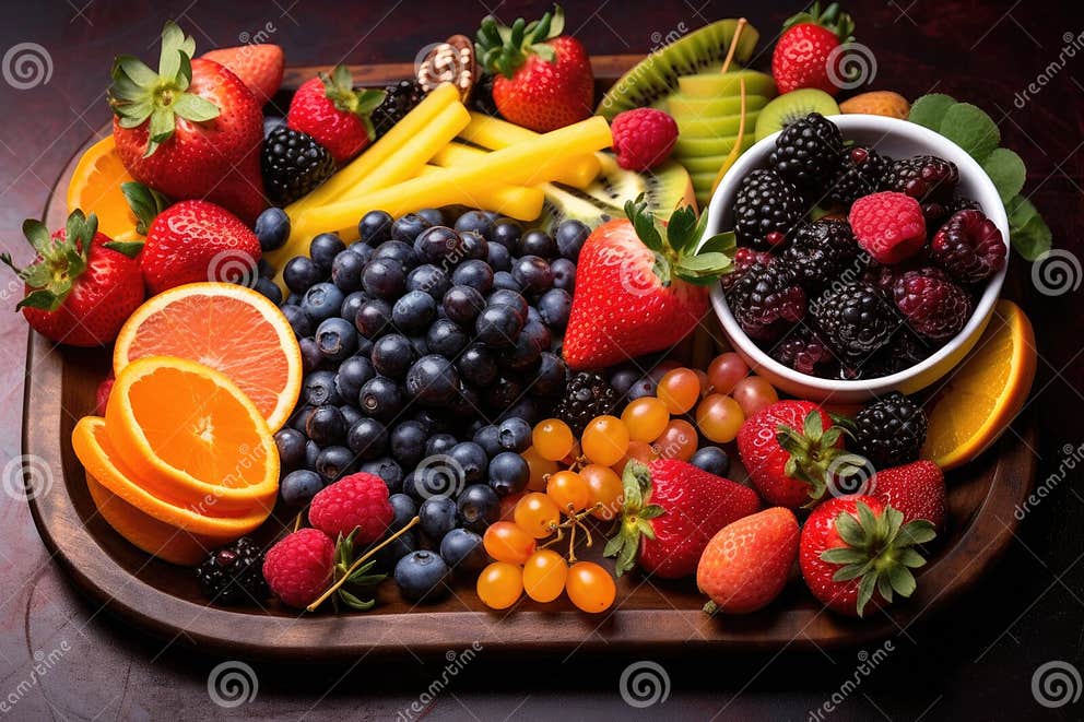 Colorful Fruit Platter with Assorted Berries and Slices Stock ...