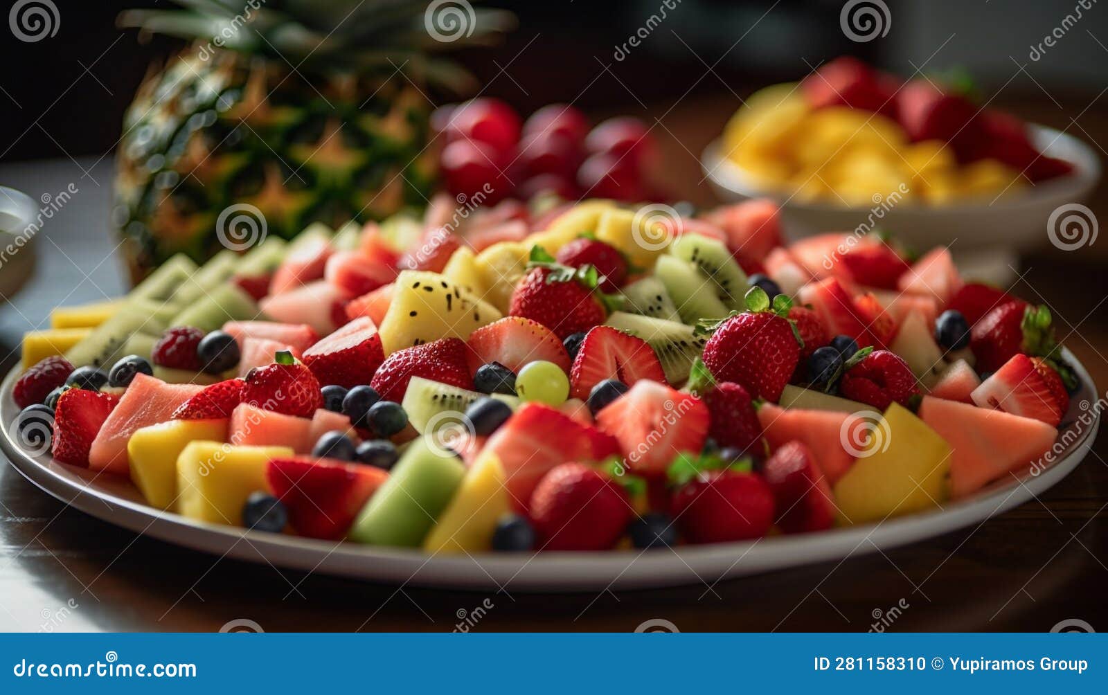 Colorful Fruit Salad on Wooden Table, Perfect Summer Refreshment Snack ...