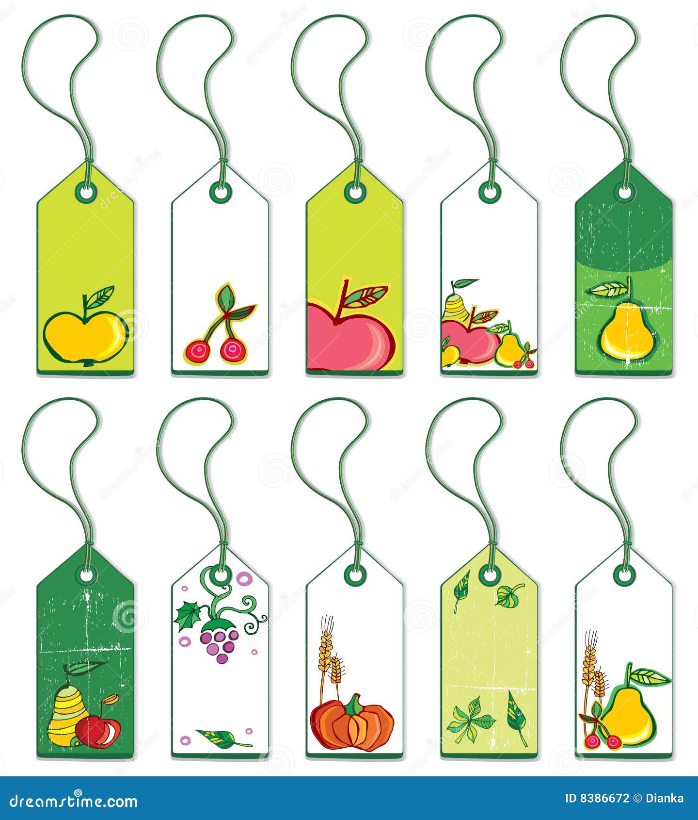 Colorful fruit tags. stock vector. Illustration of leaf - 8386672