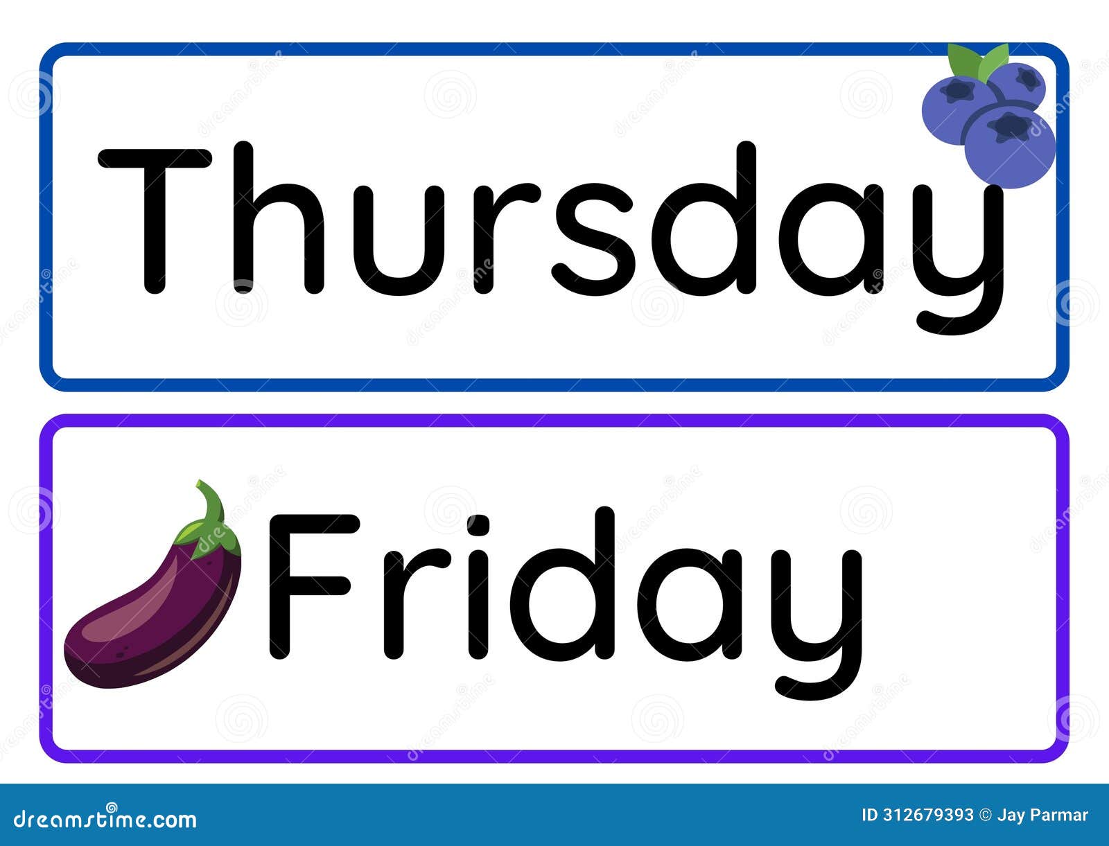 Colorful Fruit Theme Flashcard Days of the Week - 3 Stock Illustration ...