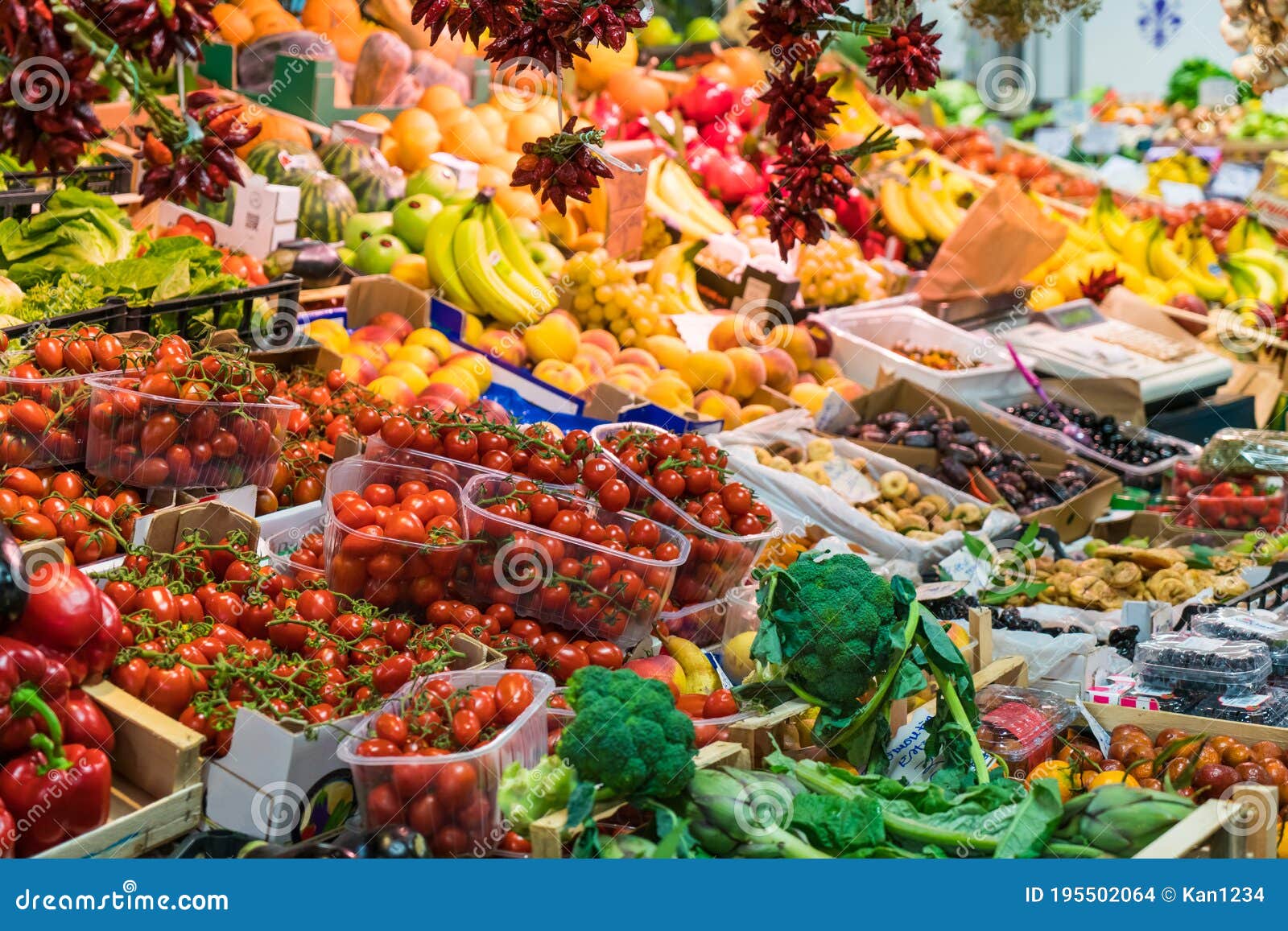 Colorful Fruit and Vegetable Stand in Local Market Stock Photo - Image ...