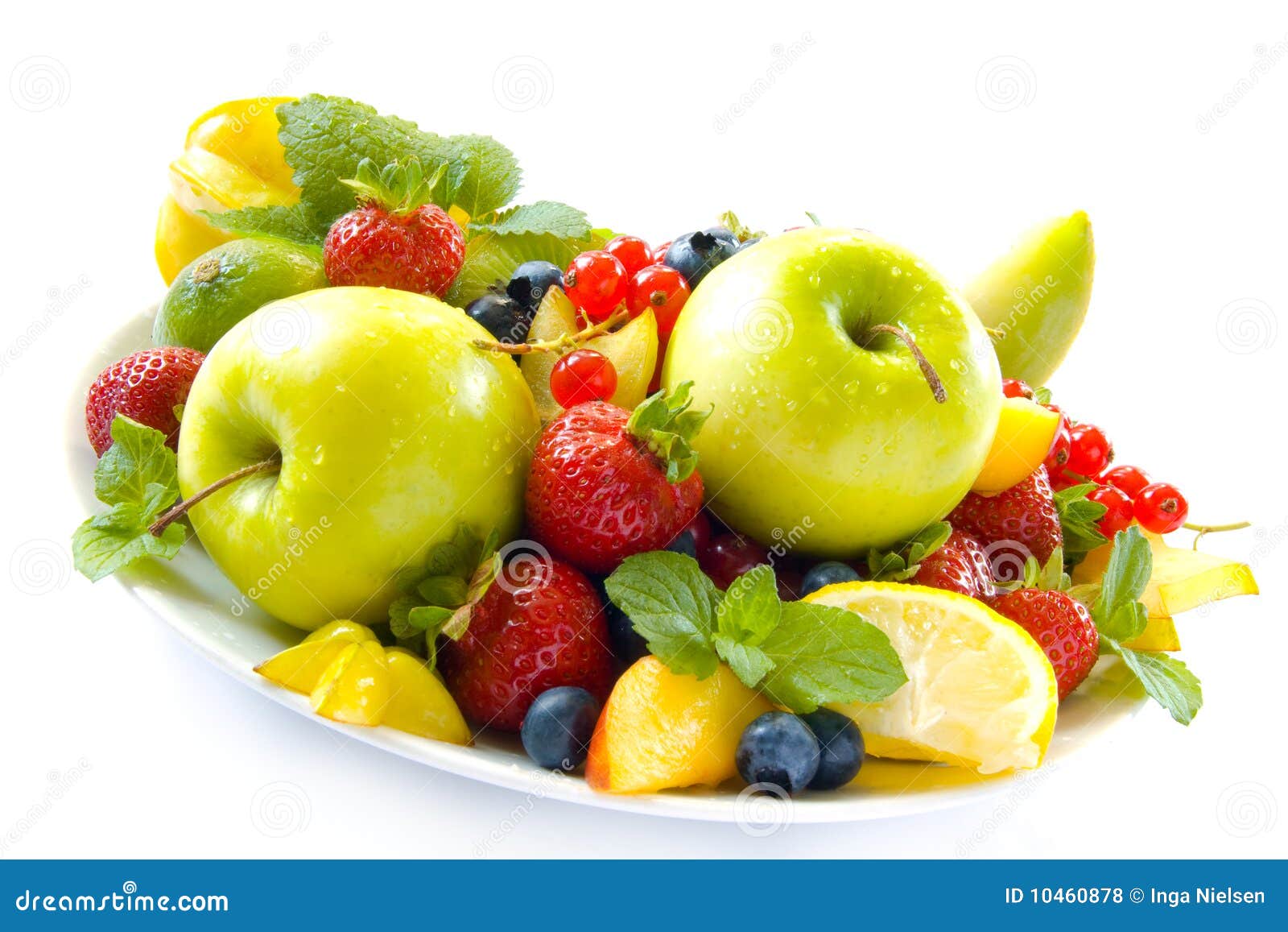 Colorful Mix Of Fruits On White Background. View From Above. Col Stock ...