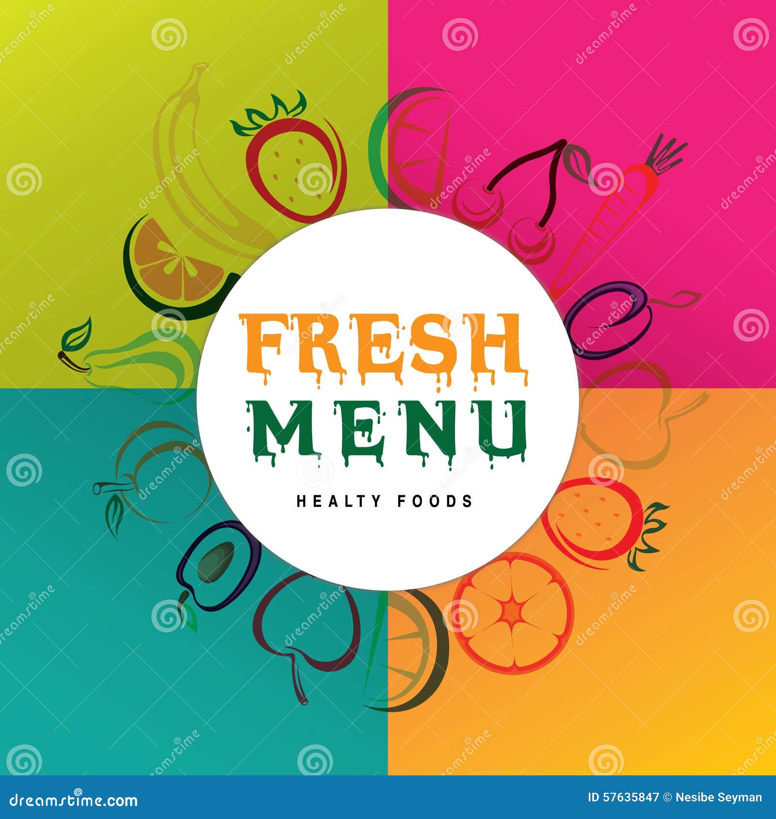 Colorful fruits background stock illustration. Illustration of menu ...