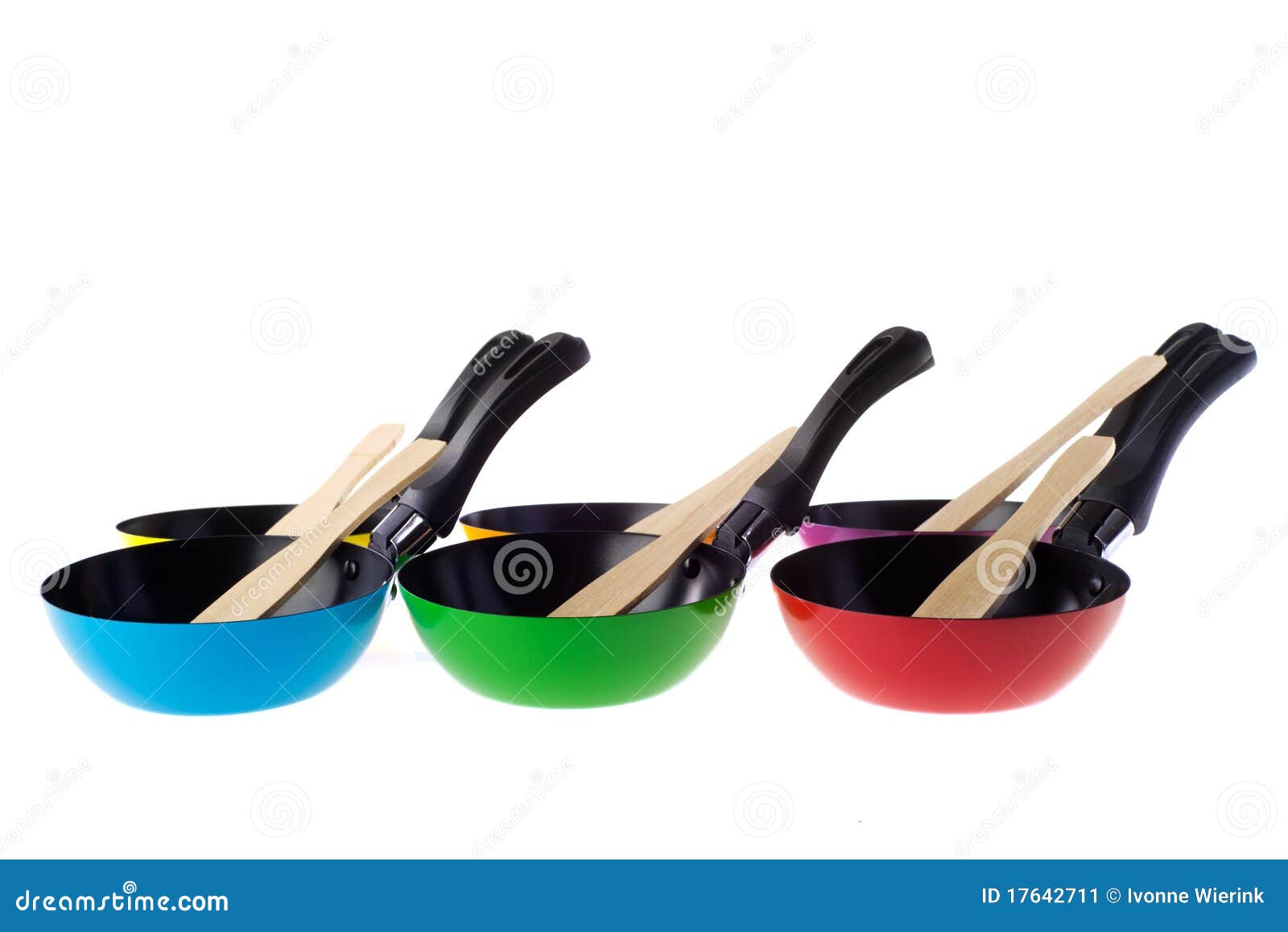 Colorful frying pans stock image. Image of kitchen, equipment - 17642711