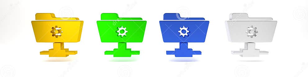 Colorful FTP Settings Folder Icon Isolated on White Background ...