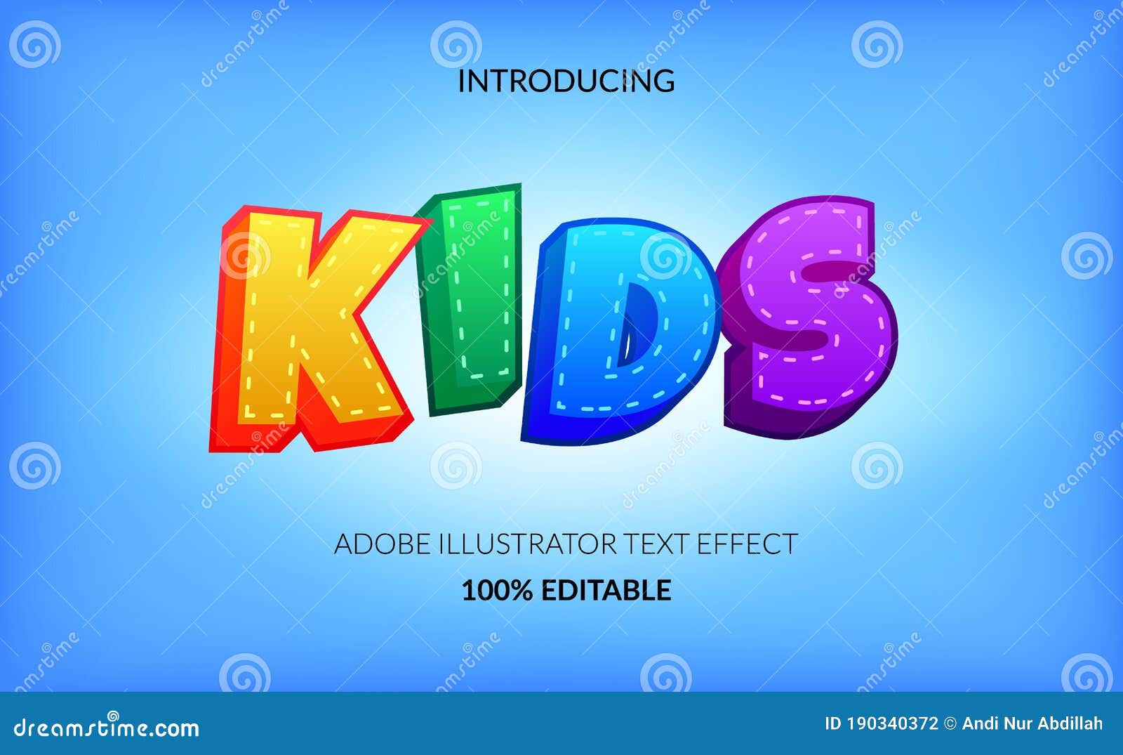 Colorful and Fun Editable Text Effect Adobe Illustrator for Kids and ...