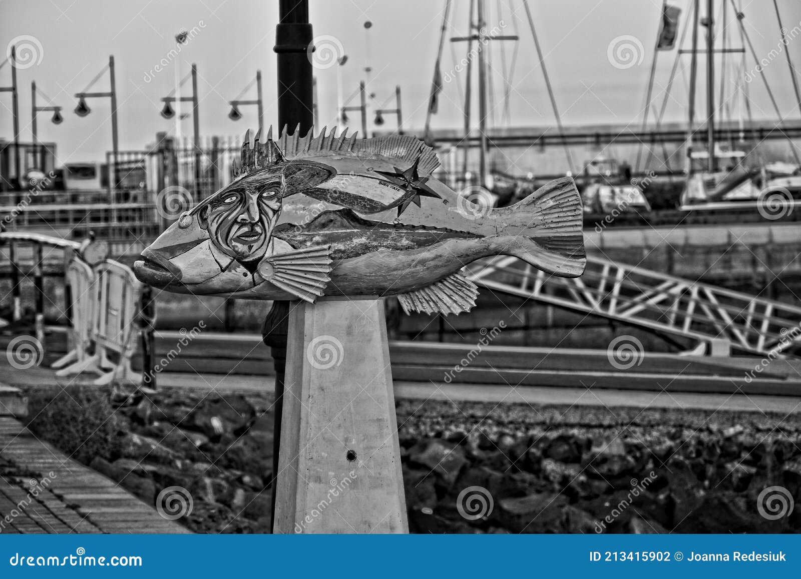 Colorful Fun Fish Monuments in the Port of Corralejo, Spain Editorial ...