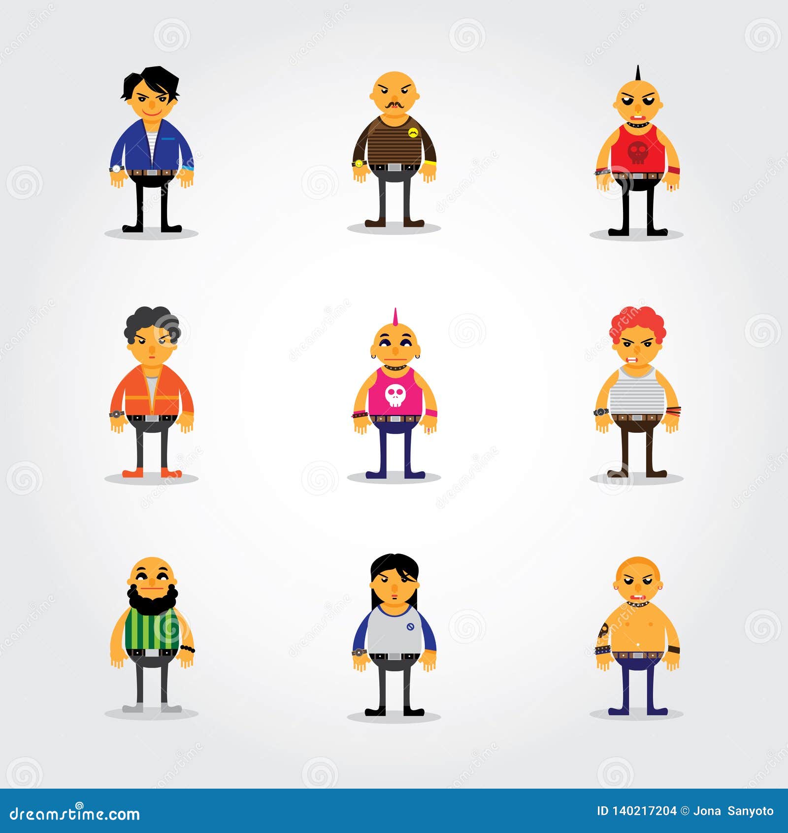 Colorful Fun Hipster Vector Cartoon Flat People Stock Vector ...