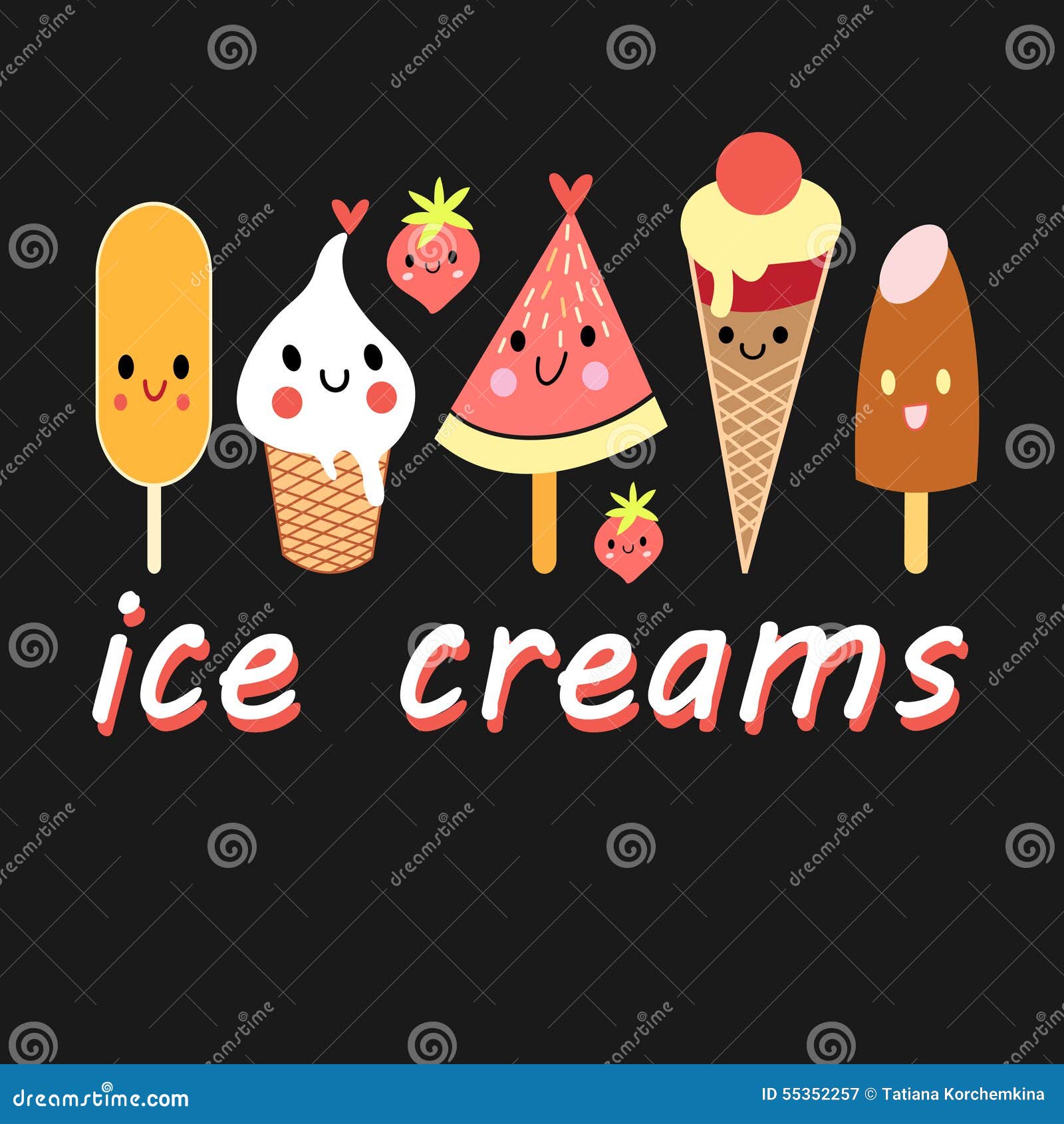 Colorful fun ice cream stock vector. Illustration of celebration - 55352257