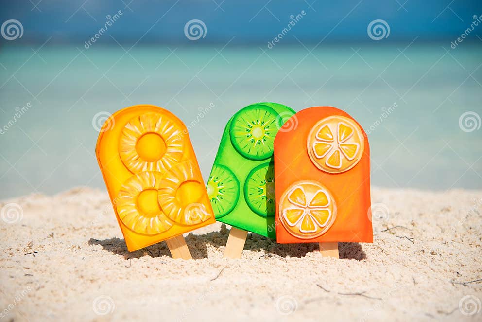 Colorful and Fun Popsicle at the Beach Stock Photo - Image of summer ...