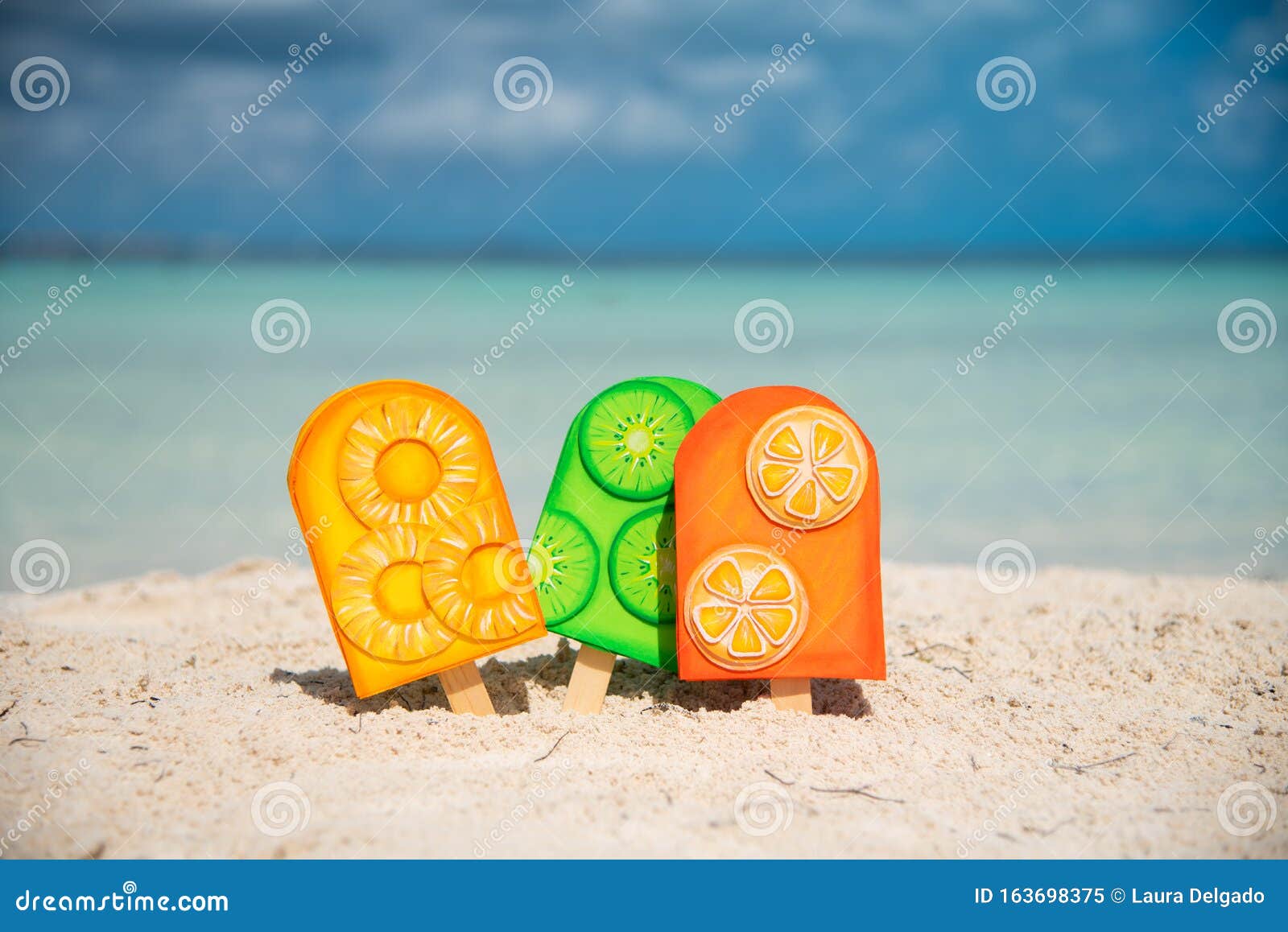 Colorful and Fun Popsicle at the Beach Stock Image - Image of summer ...