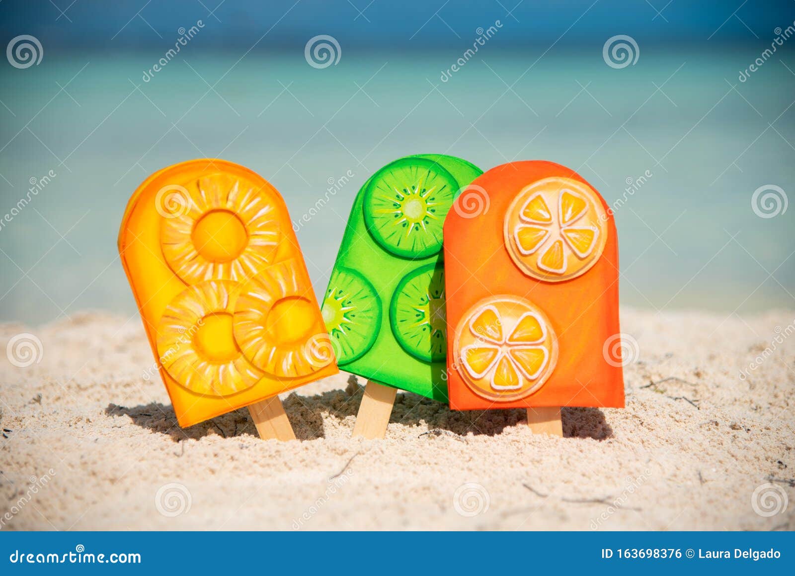 Colorful and Fun Popsicle at the Beach Stock Photo - Image of green ...