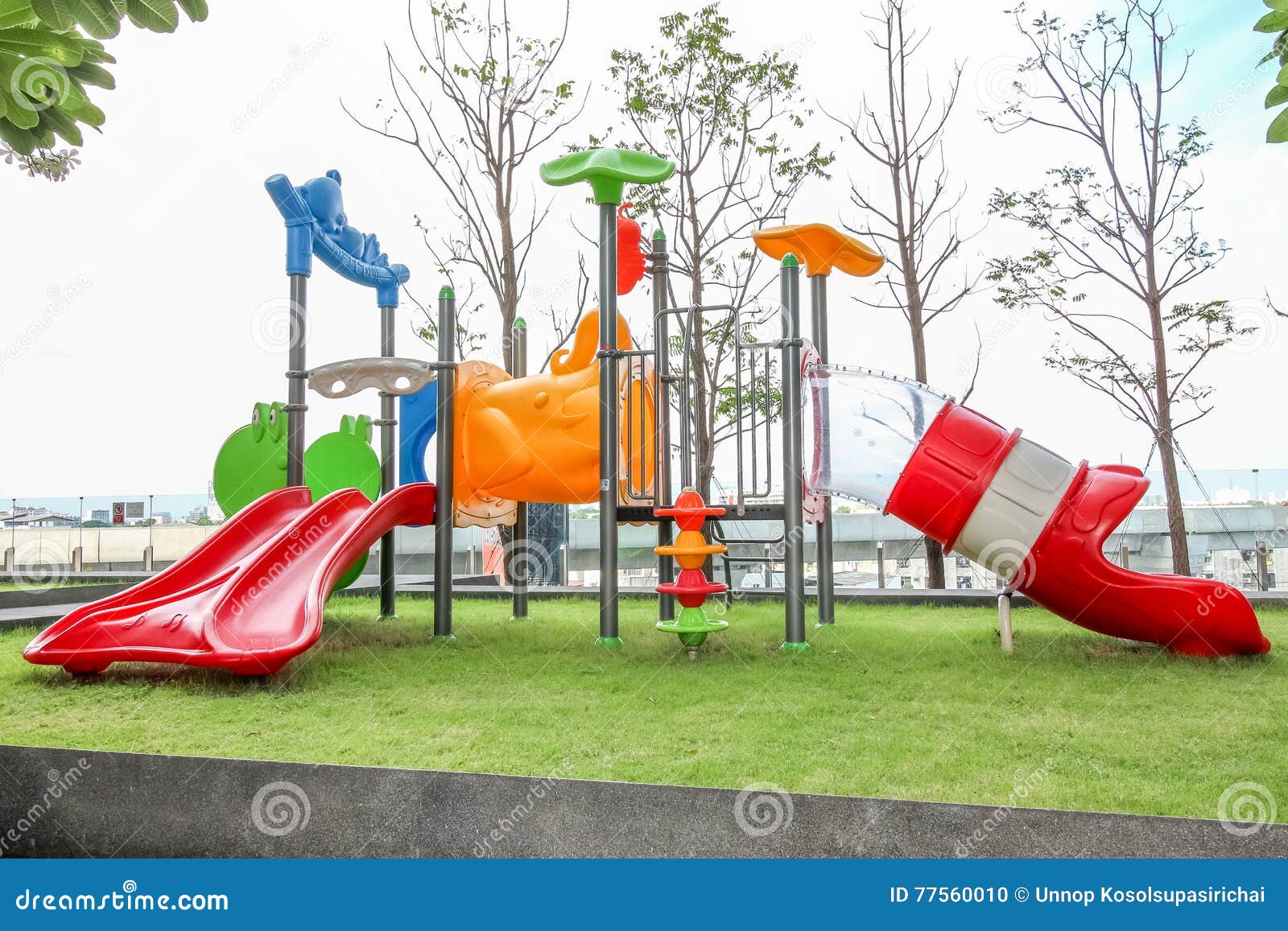 Colorful of a Funny Kid Playground with Sky Background Stock Photo ...