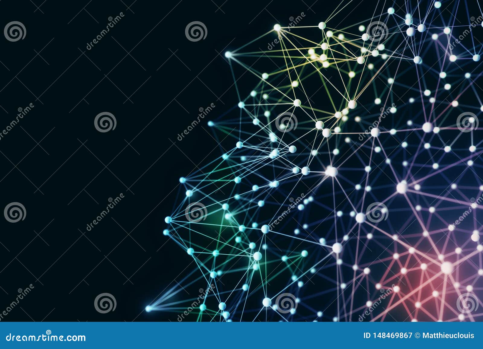 Colorful Futuristic Abstract Nodes Network Stock Illustration ...