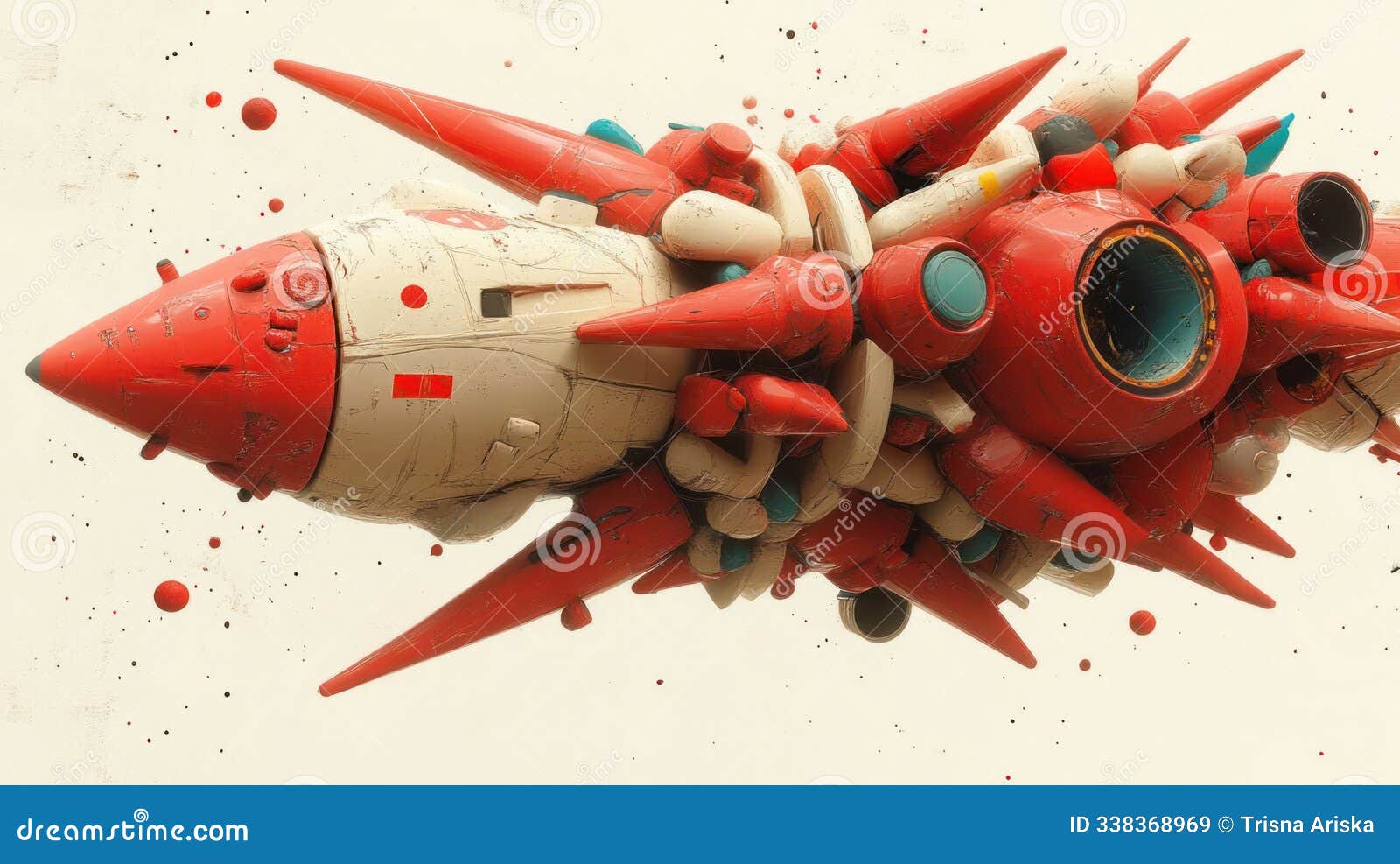 A Colorful, Futuristic Rocket Design with Various Shapes and Textures ...