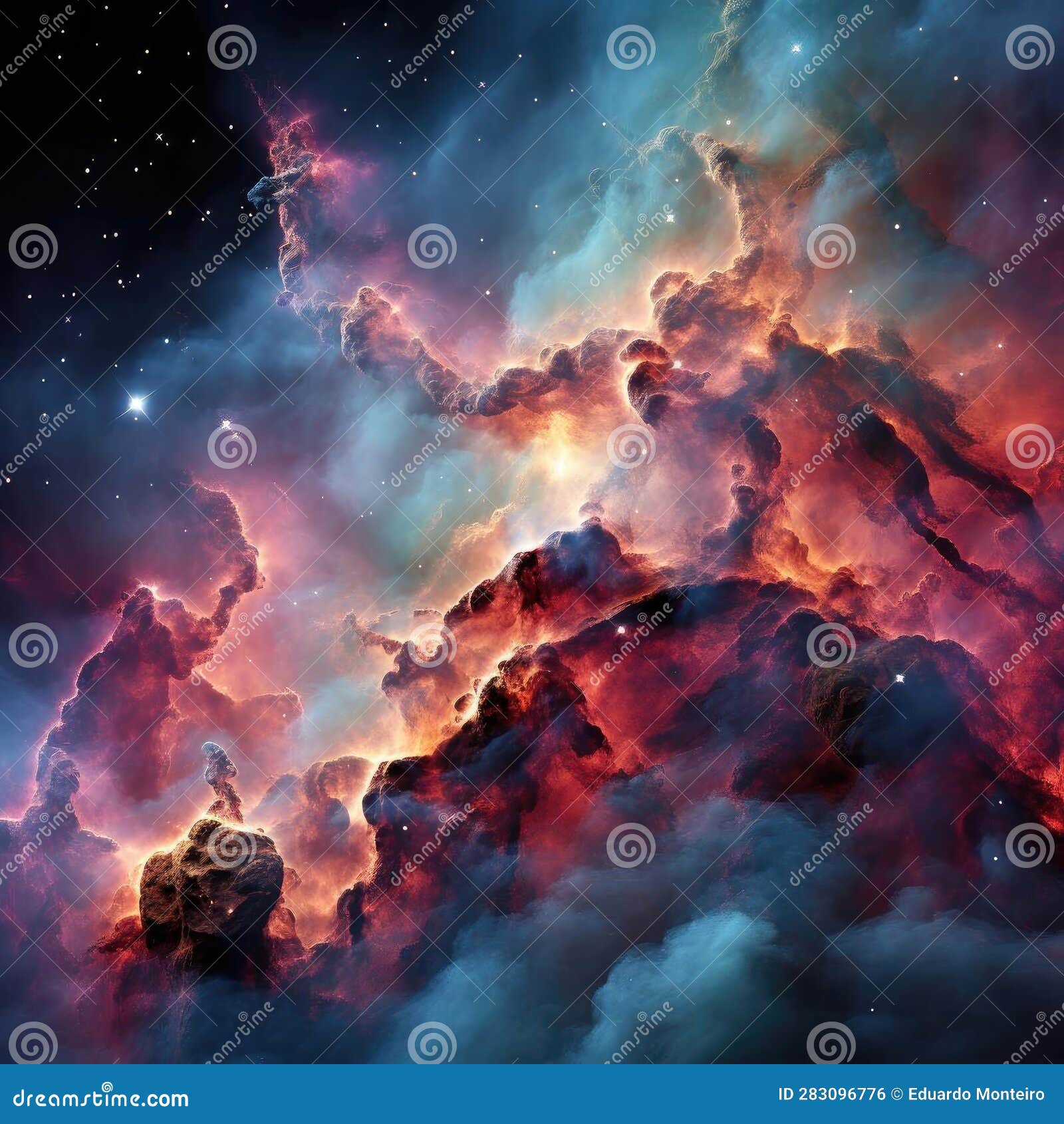 Colorful Galaxies and Clouds in a Space Baroque Style Stock ...