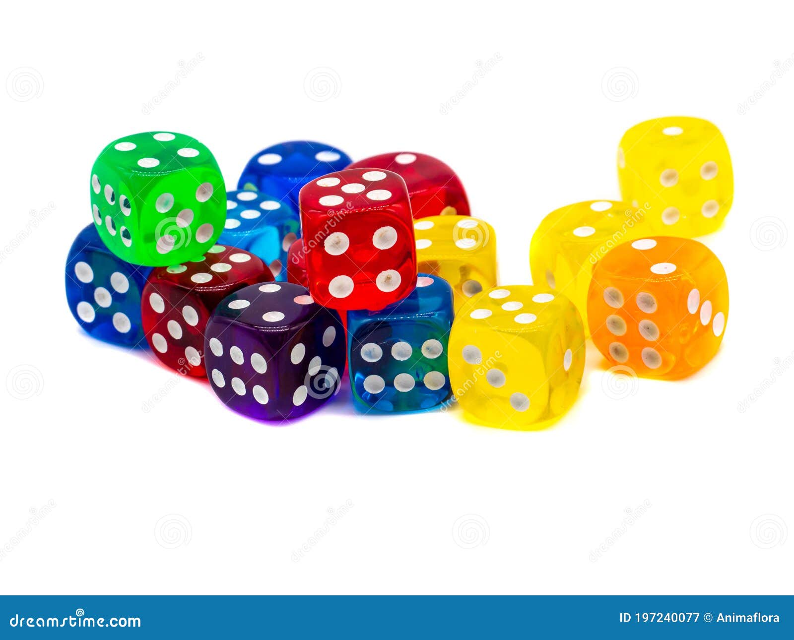 Colorful Game Dice Isolated on White Background Stock Image - Image of ...