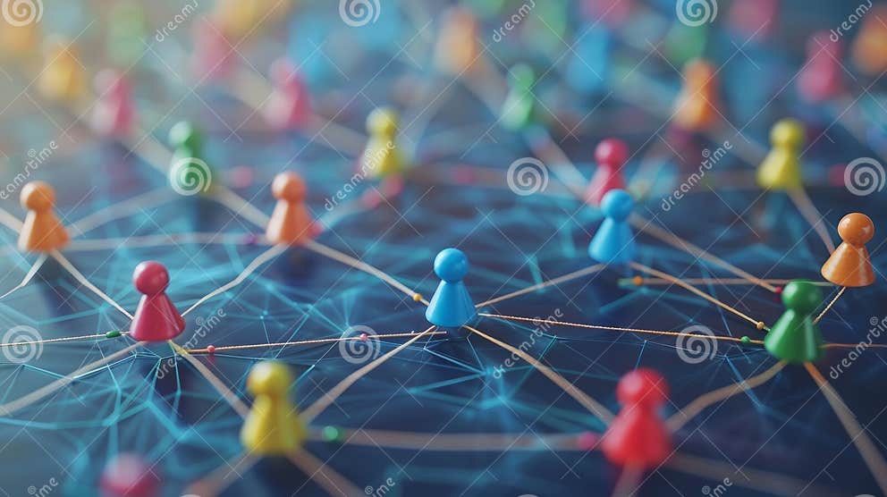 Colorful Game Pieces Connected in a Network Stock Image - Image of ...