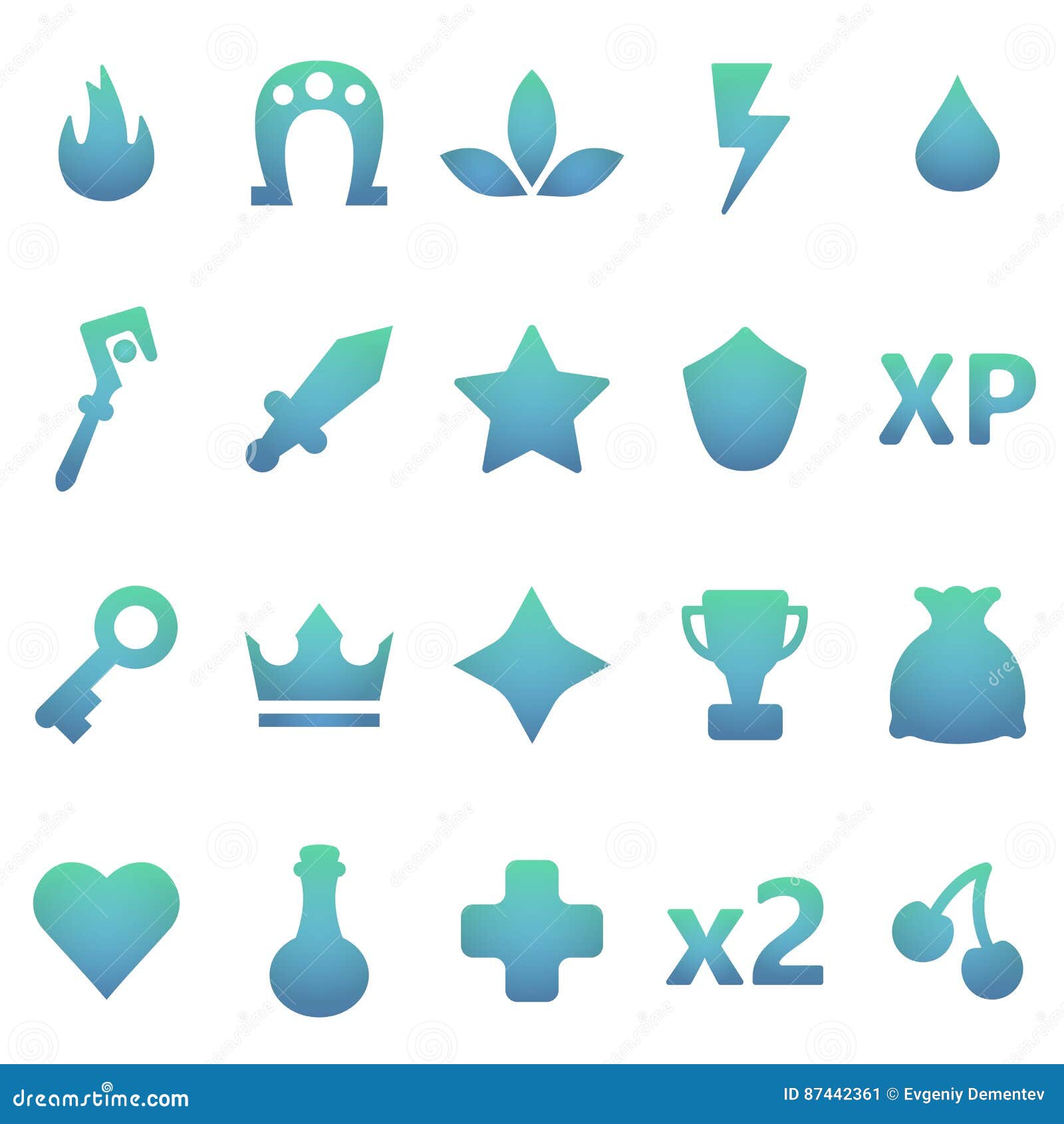Colorful Gaming Icons Set. Assets Set for Game Design and Web ...
