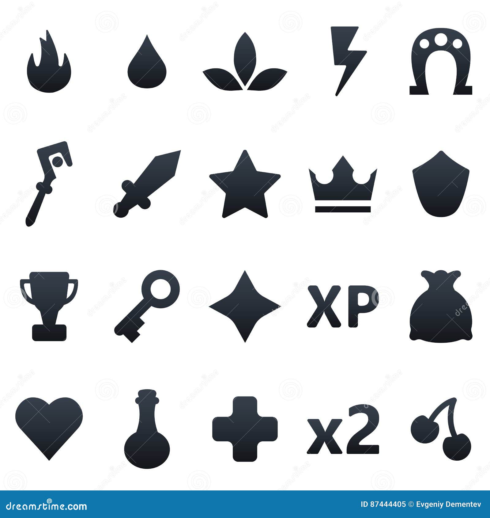 Colorful Gaming Icons Set. Assets Set for Game Design and Web ...