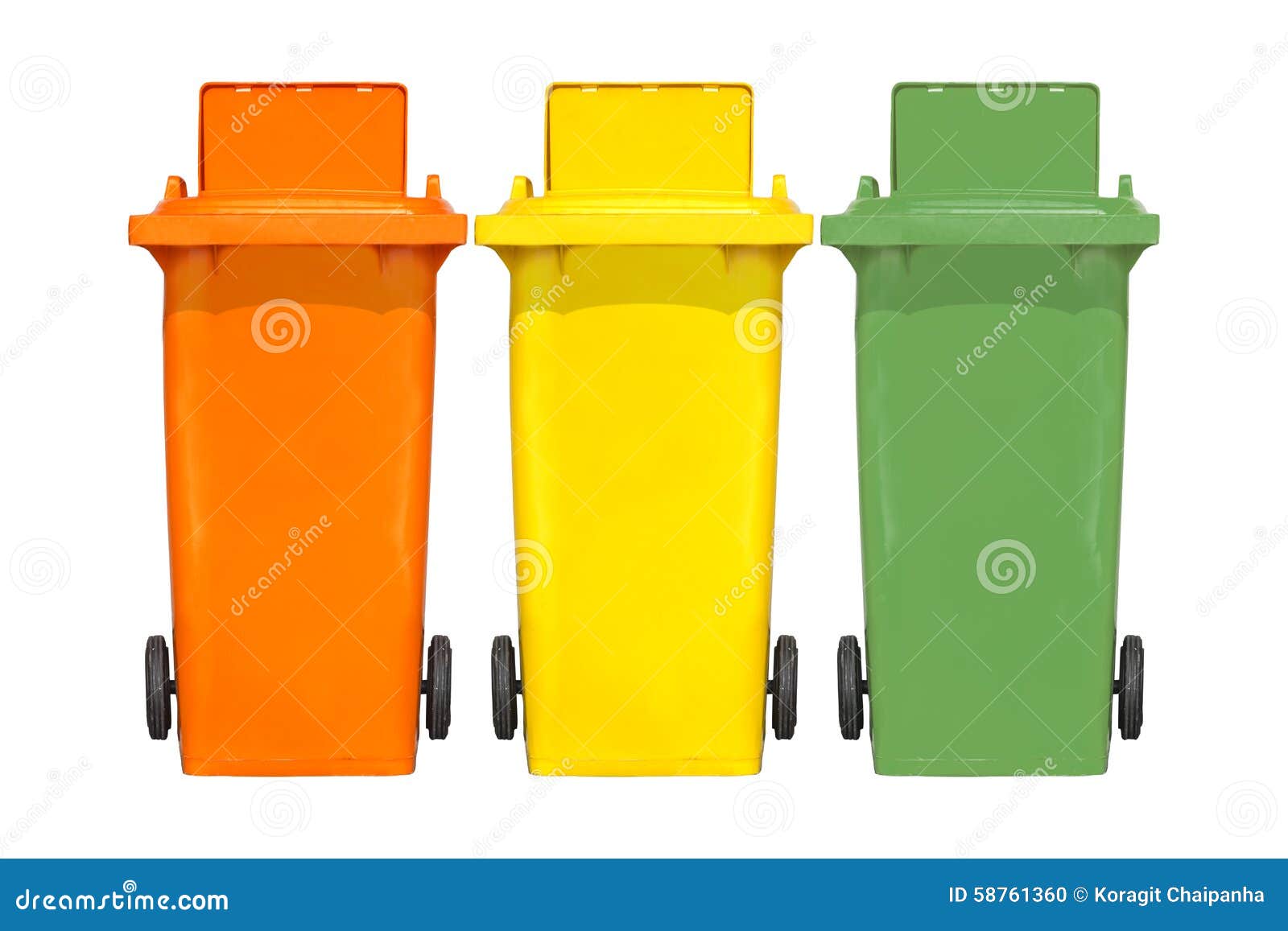 Colorful garbage bins stock photo. Image of dump, garbage - 58761360