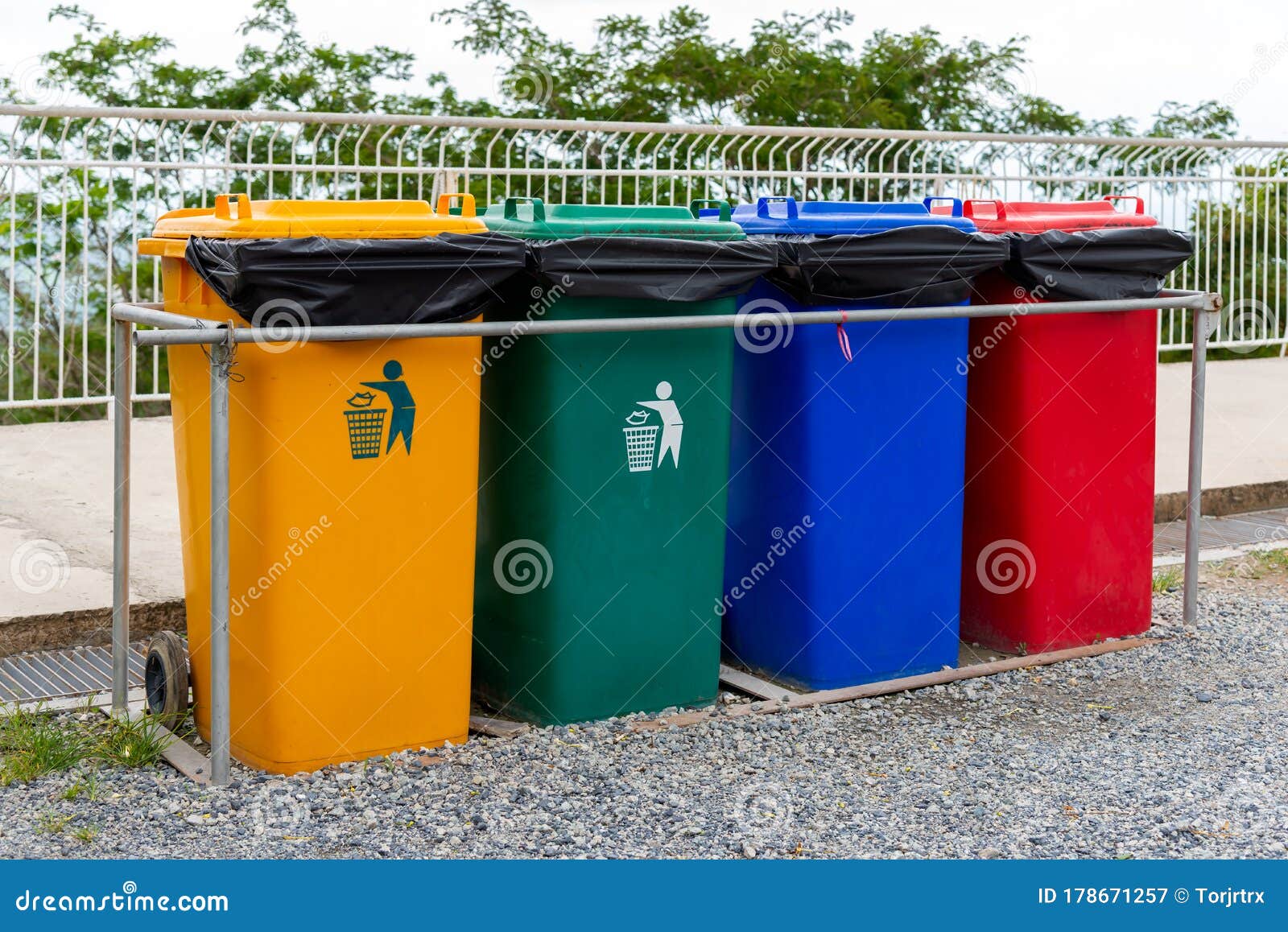 Colorful Garbage Trash Recycle Bin Stock Image - Image of bins, outdoor ...