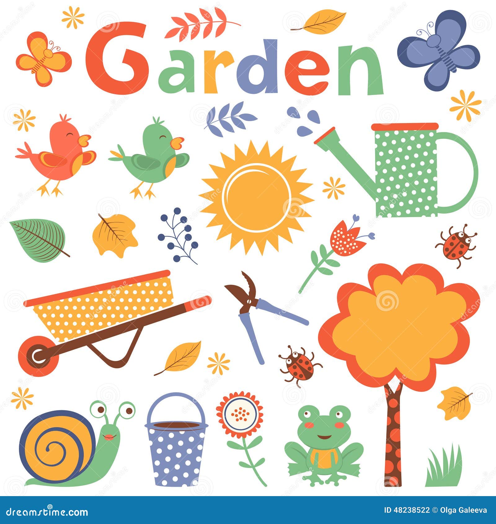 Colorful garden stock vector. Illustration of nature - 48238522