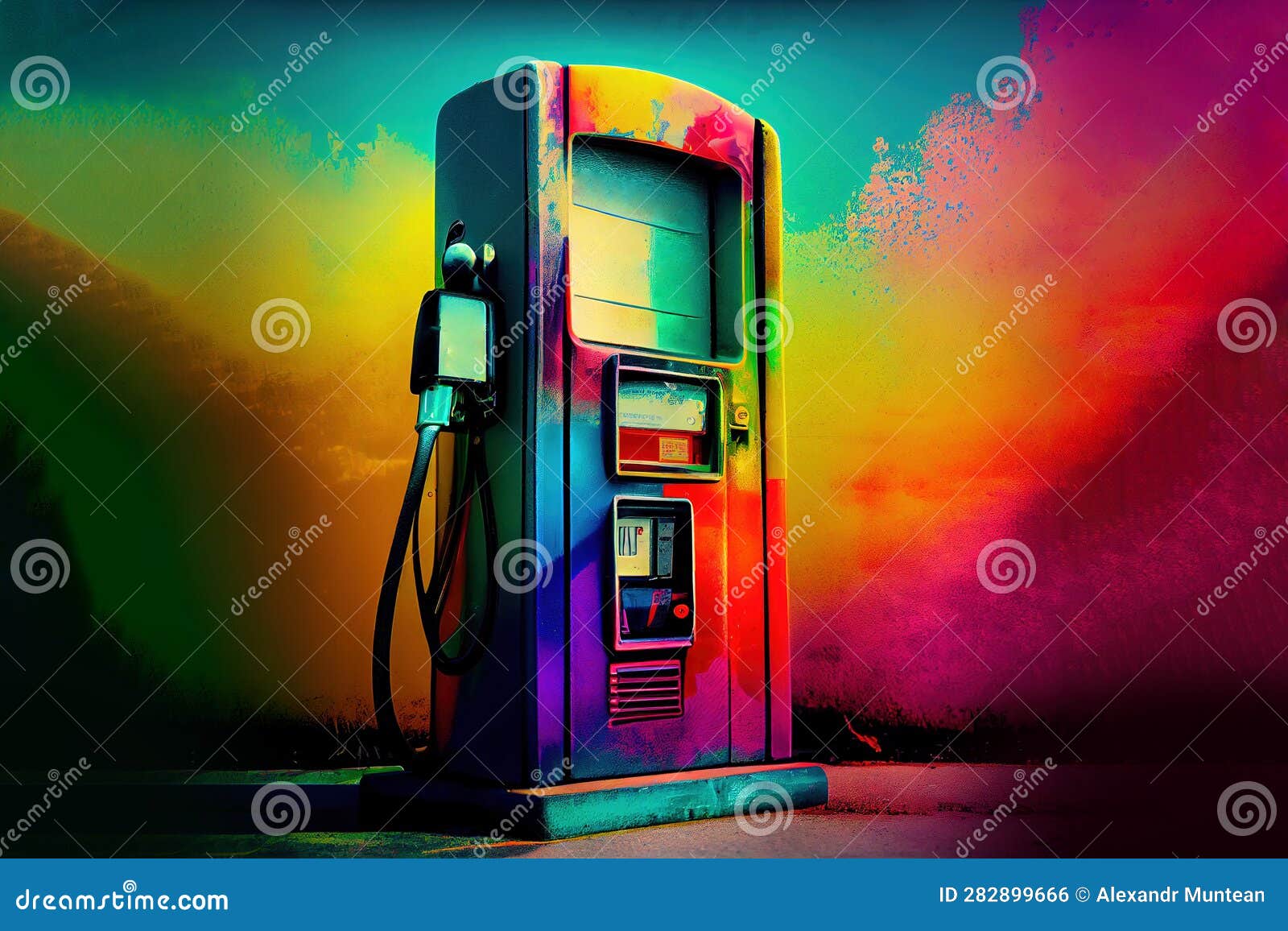 Colorful gas station. stock illustration. Illustration of background ...