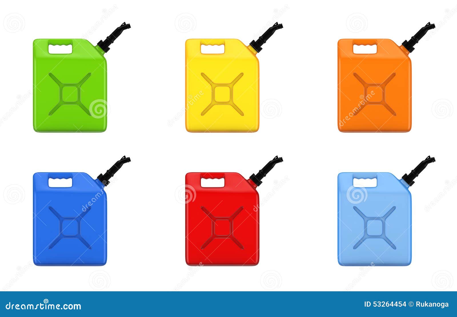 Gasoline Jerrycans With Leaking Petrol Drops. Set Of Gas Canisters ...