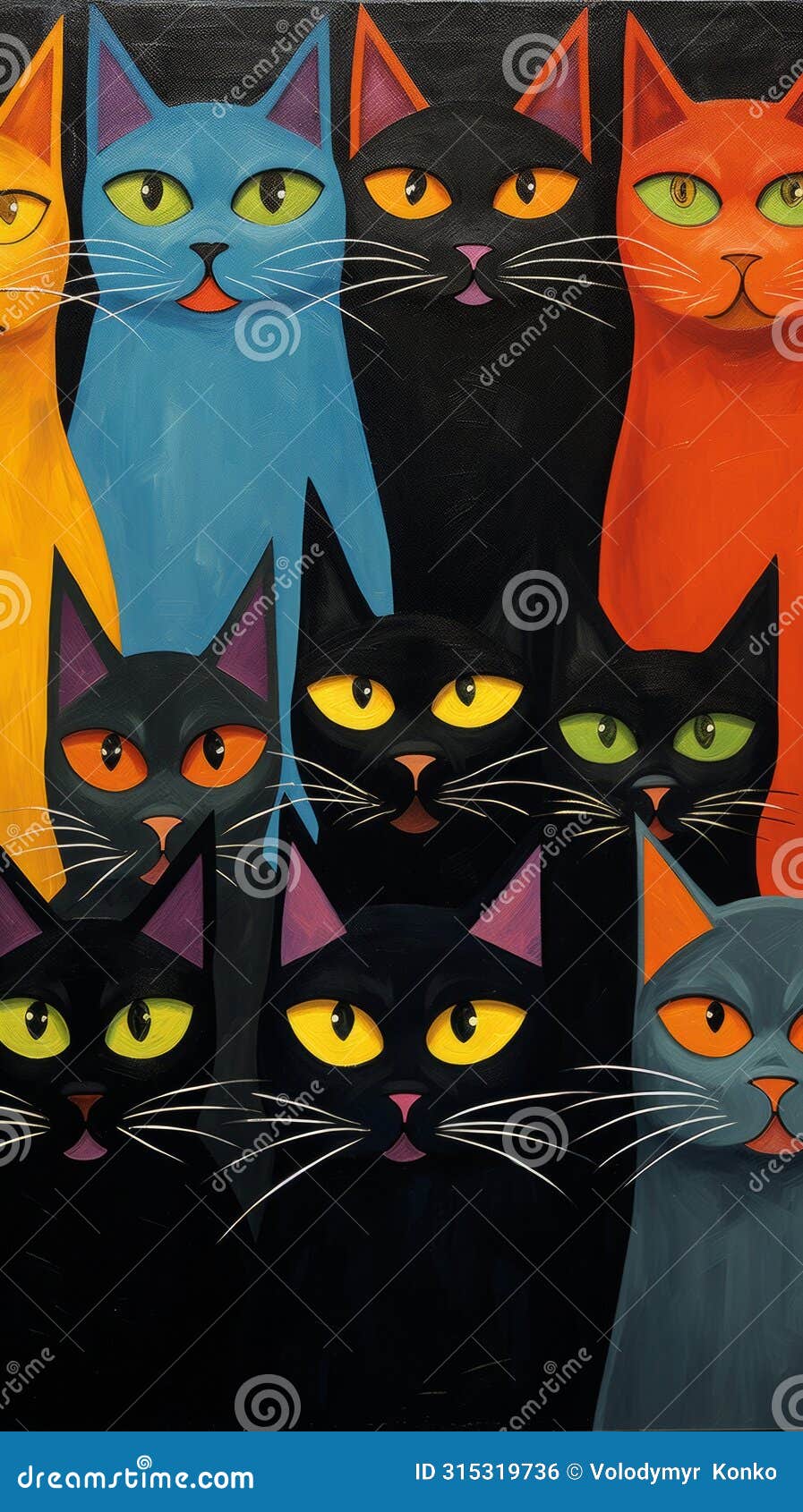 A Colorful Gathering of Cats Stock Photo - Image of animals, domestic ...