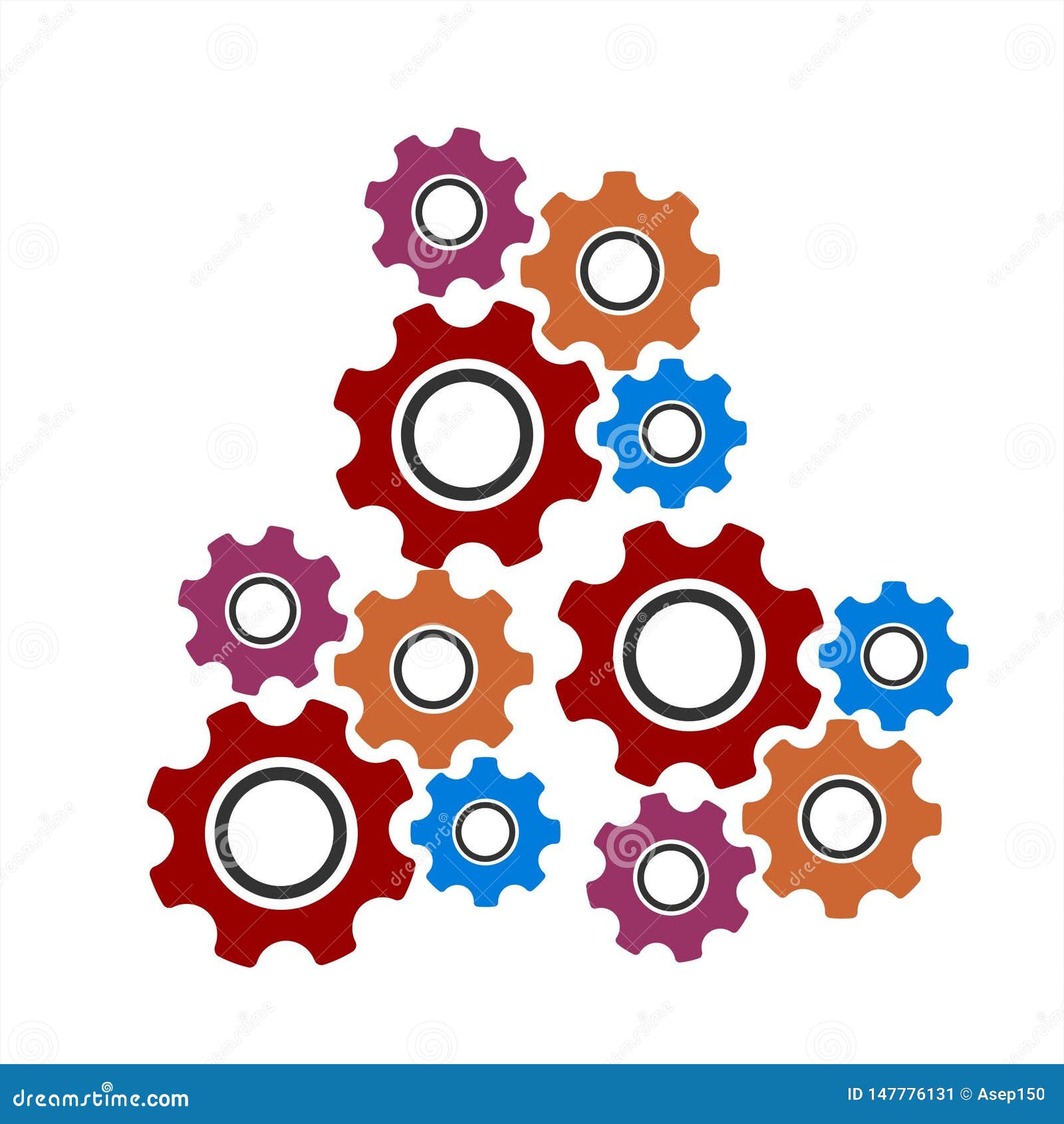 Colorful Gear Illustration and Setting Vector Stock Vector ...