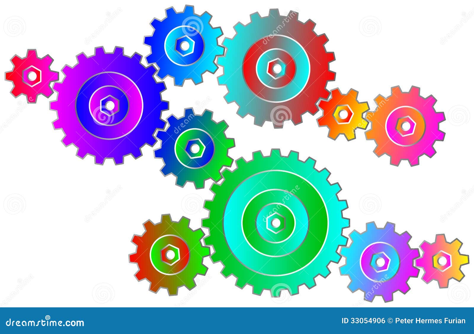 Colorful Gear Labels Cartoon Vector | CartoonDealer.com #39907361
