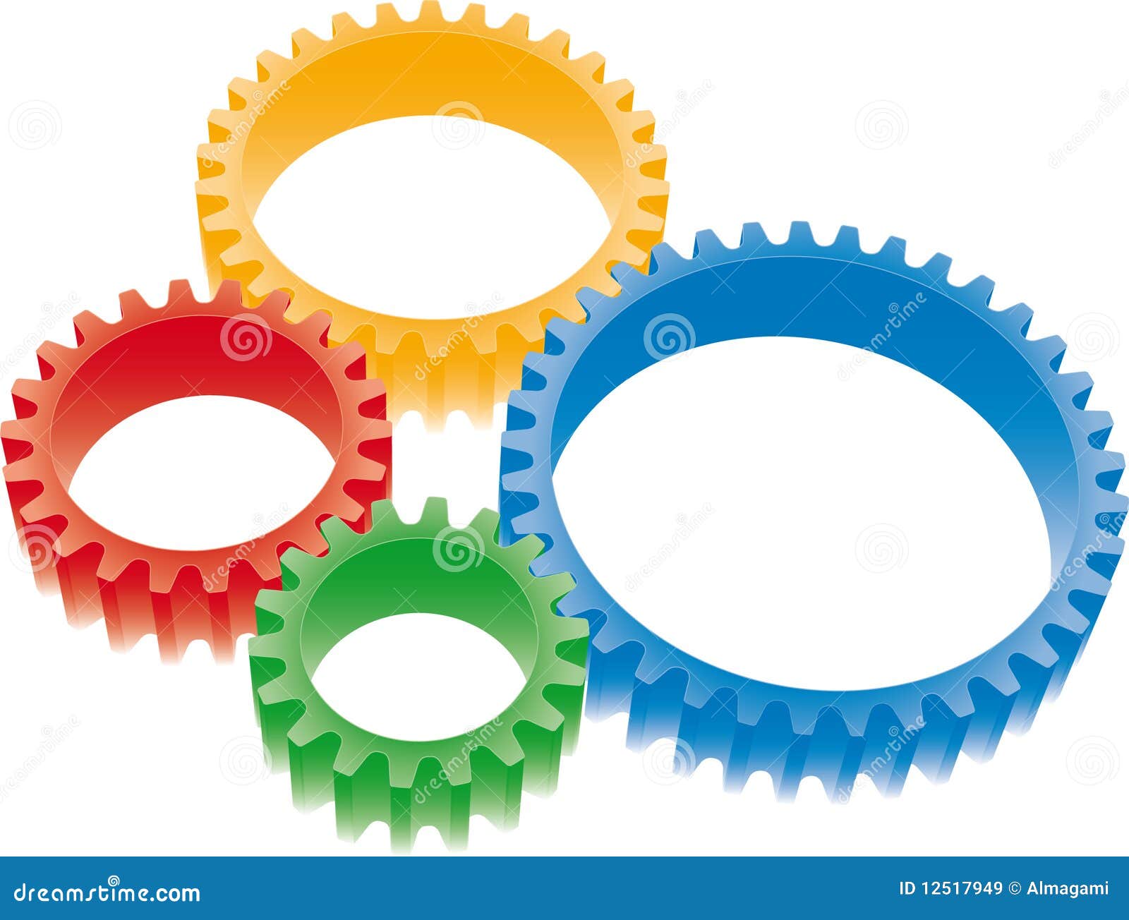 Colorful gears stock illustration. Illustration of color - 12517949