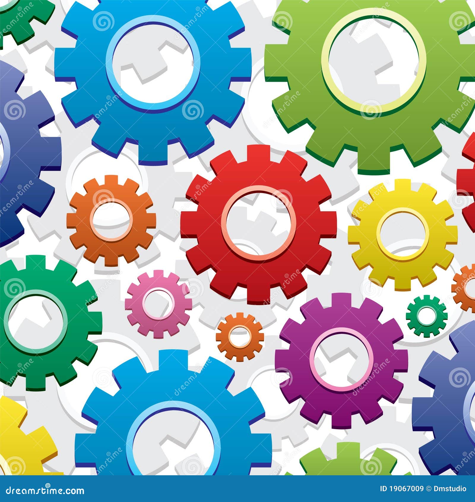 Colorful gears stock vector. Illustration of machine - 19067009