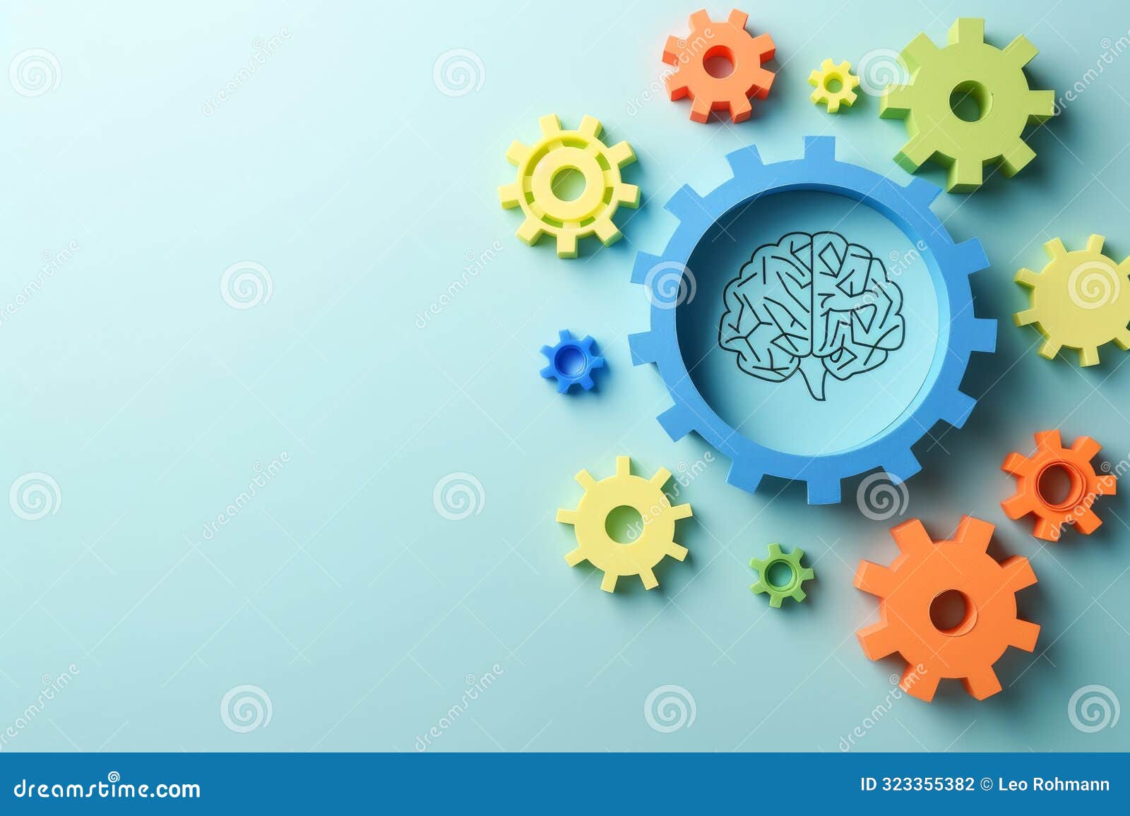 Colorful Gears and Brain Symbolizing Artificial Intelligence and ...