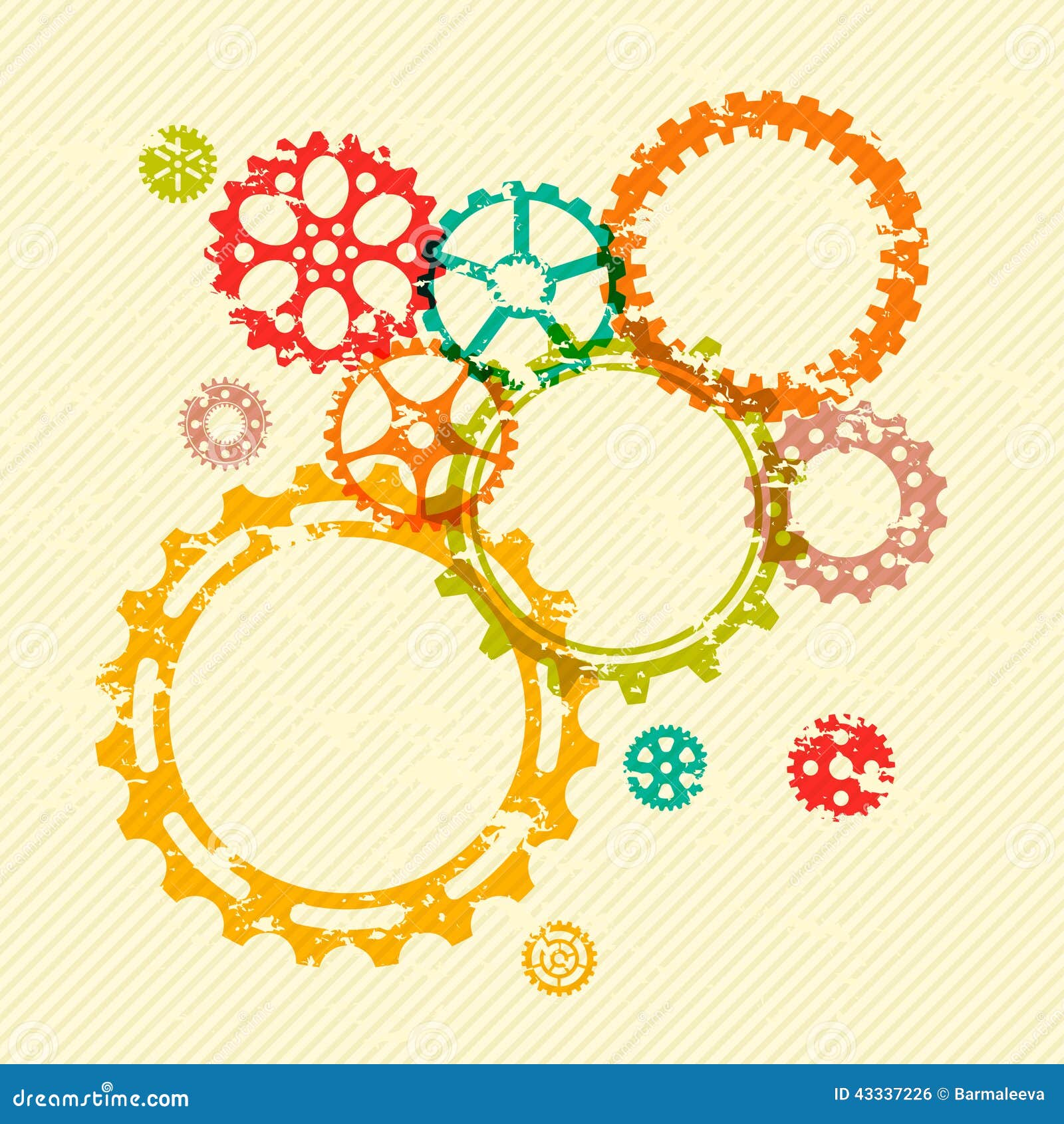 Colorful Gears on Bright Grunge Striped Background Stock Vector ...
