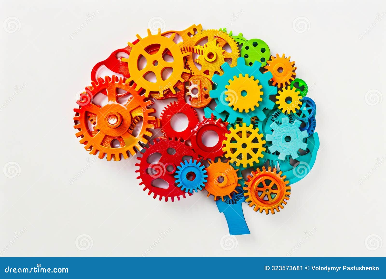 A Colorful Gears and Cogs Shaped Brain Stock Image - Image of shaped ...